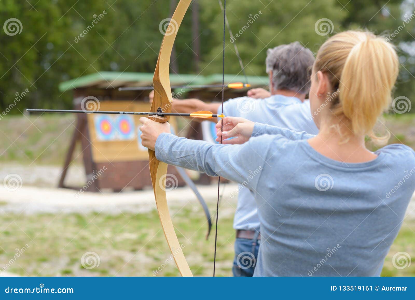 Couple during Archery Practice Stock Image - Image of recreation ...