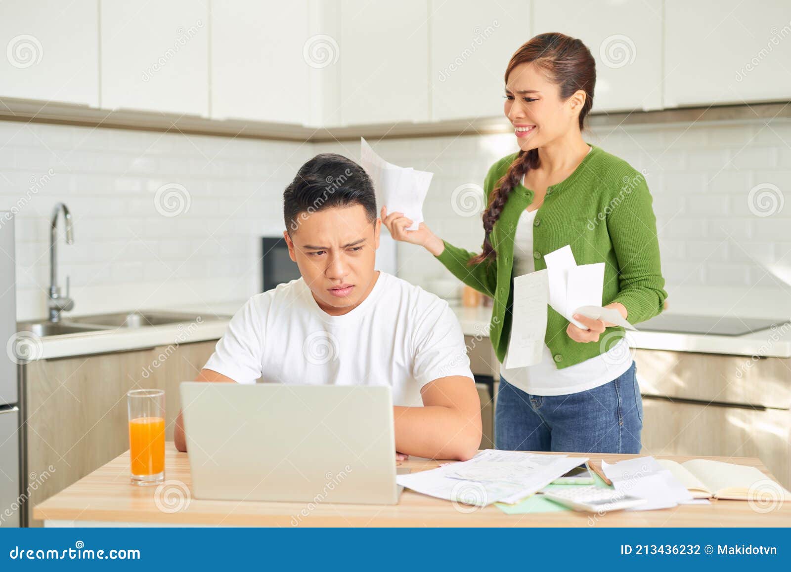 Couple Arguing about Budget Expenses Having Financial Problem Stock ...