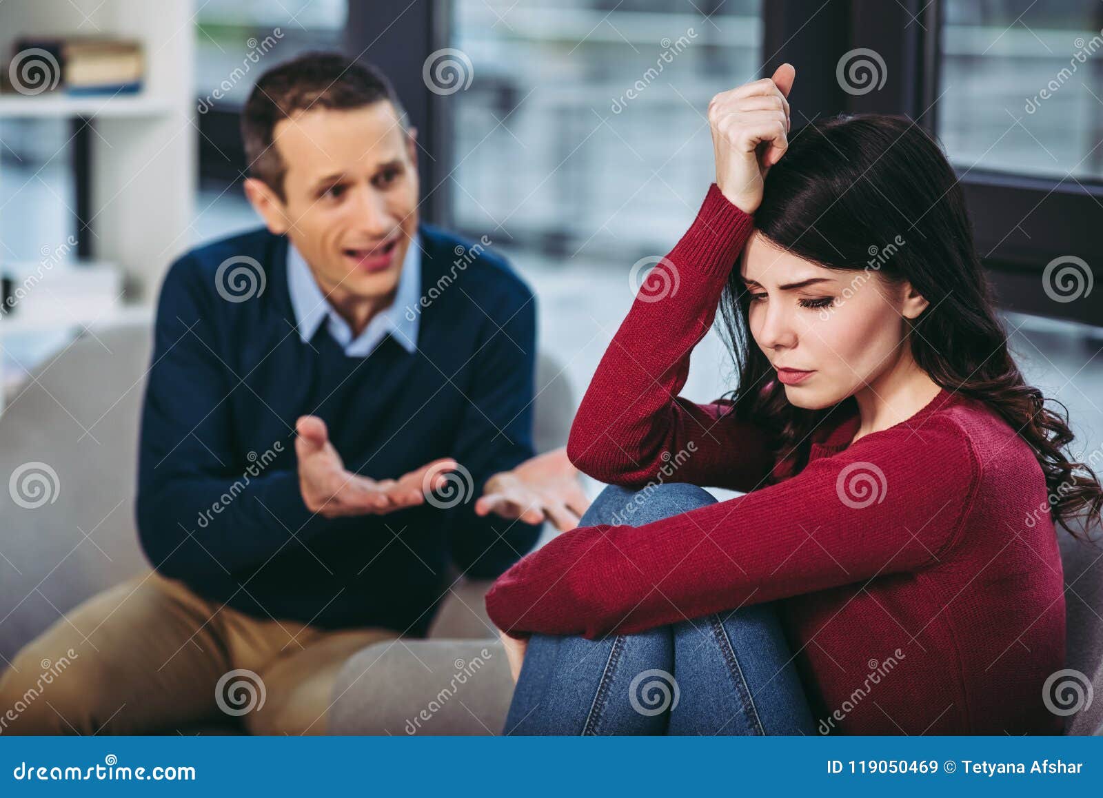 Couple Arguing with Each Other Stock Image - Image of sitting, shot ...