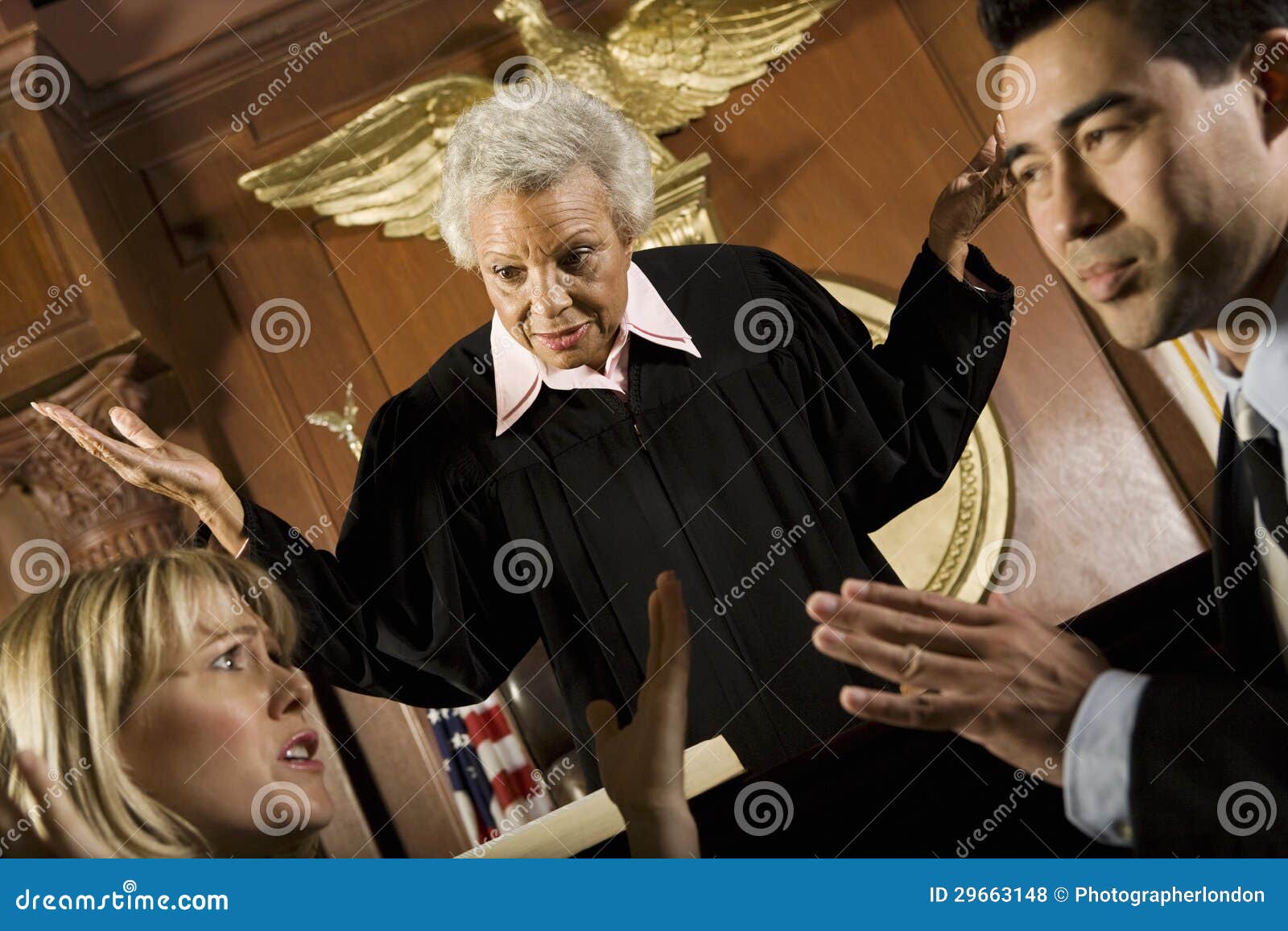 Couple Arguing in Front of Judge Stock Photo - Image of courthouse ...