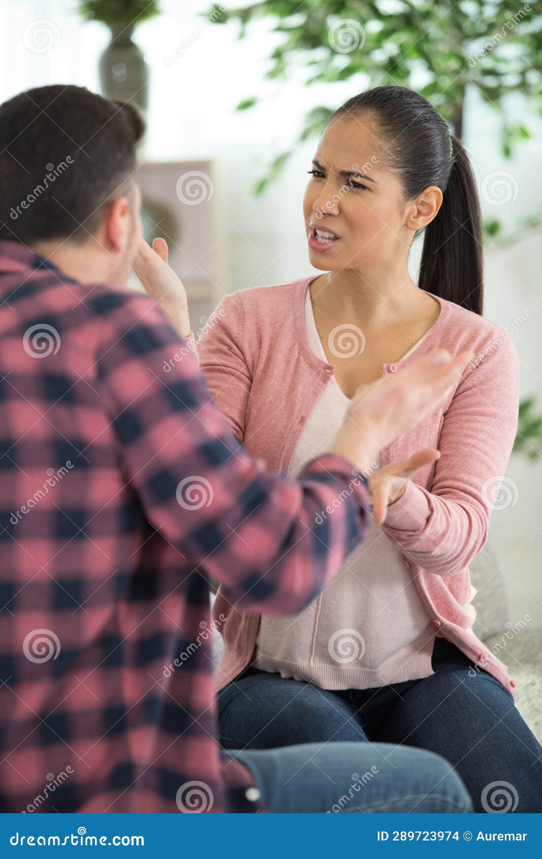 Couple Arguing at Home Problems in Relationship Stock Photo - Image of ...