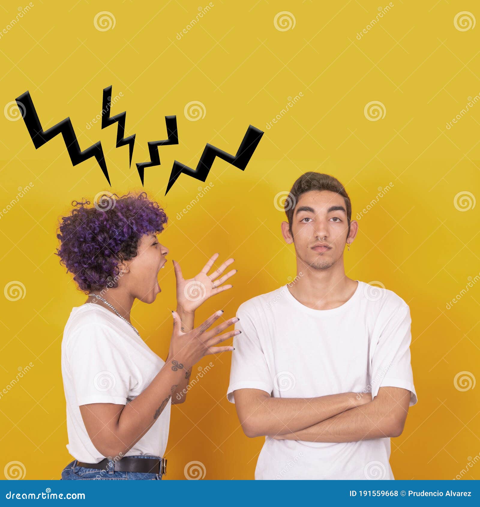 Couple arguing isolated stock photo. Image of afro, aggressive - 191559668