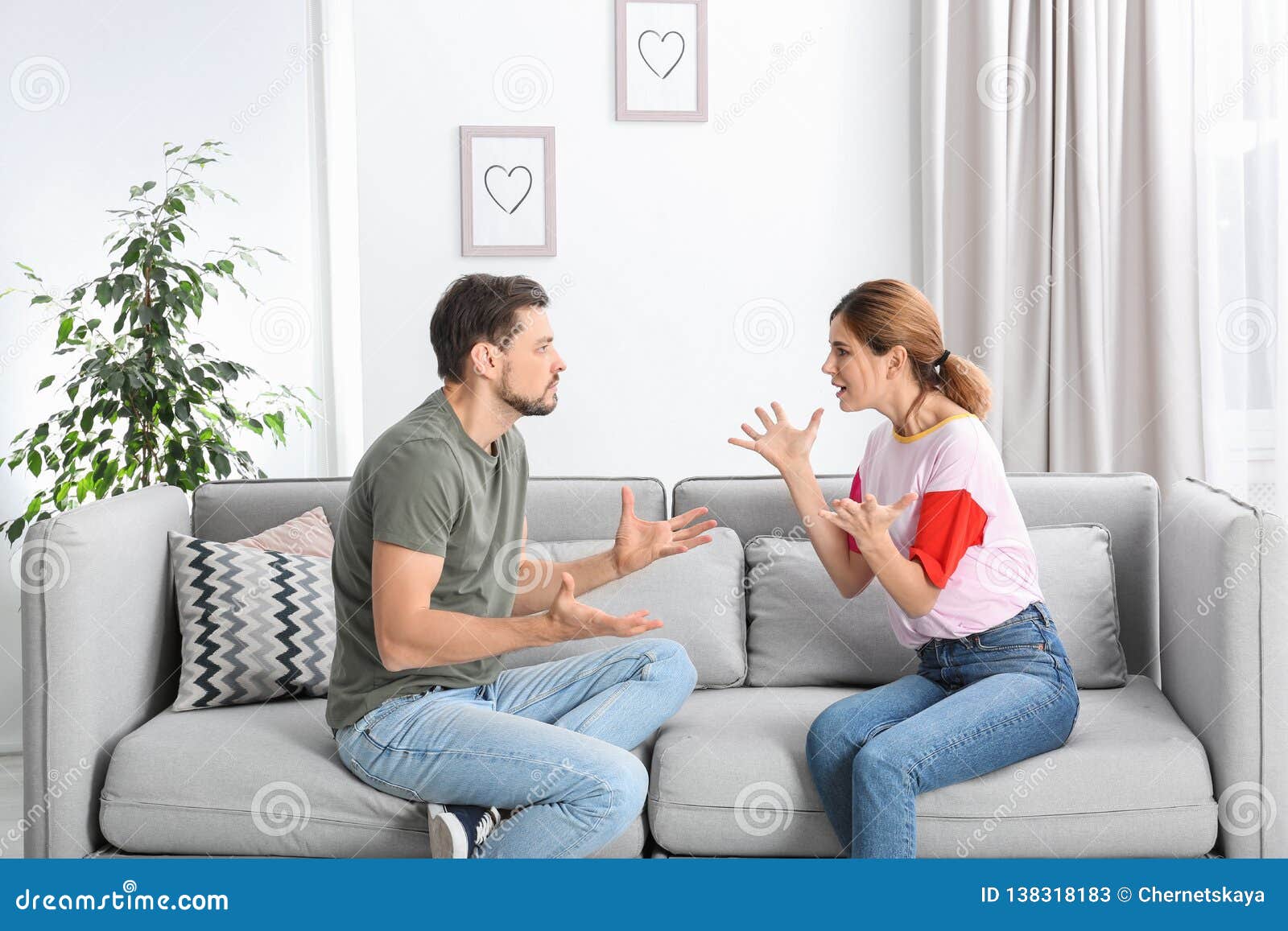 Couple Arguing in Living Room. Stock Image - Image of home, marriage ...