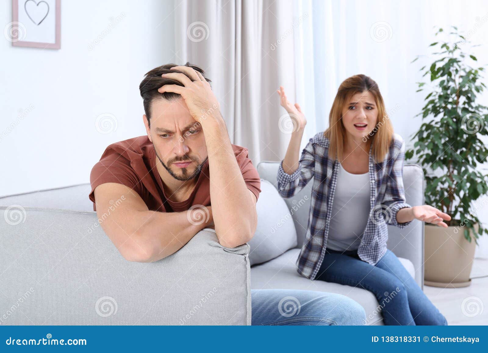 Couple Arguing in Living Room. Stock Image - Image of conflict, couple ...