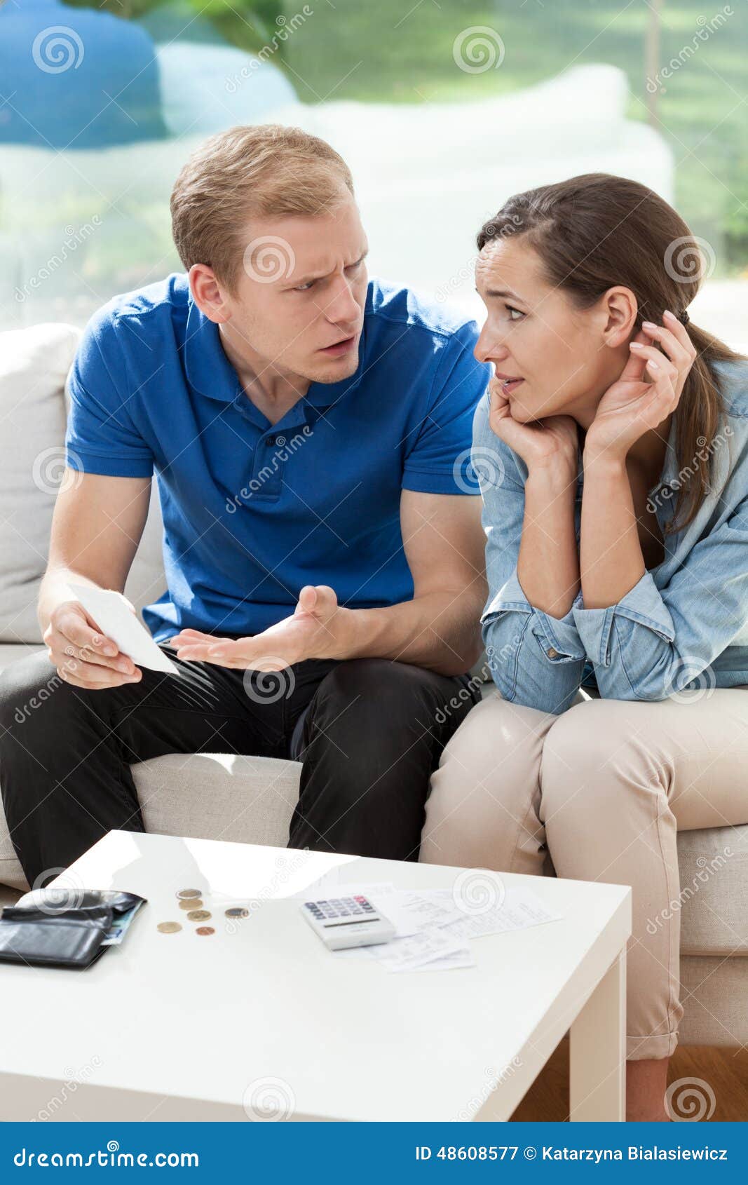 Couple arguing about money stock image. Image of husband - 48608577