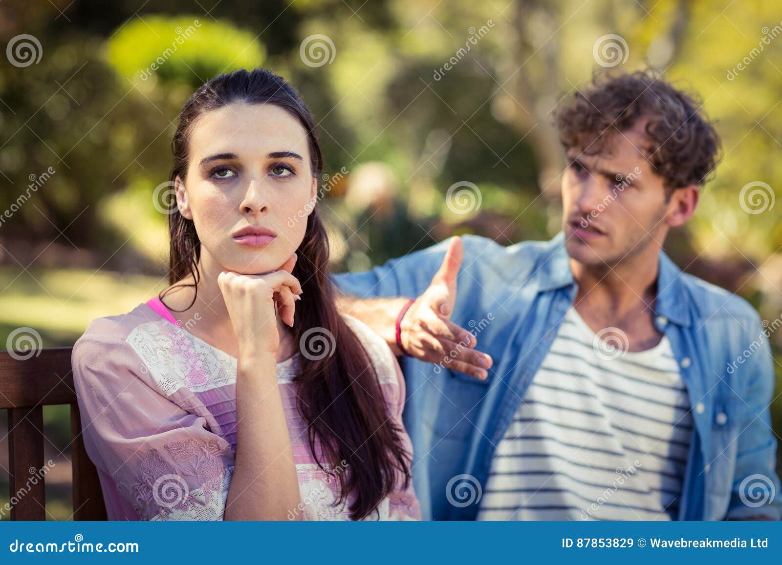 Couple arguing in park stock image. Image of female, irritated - 87853829