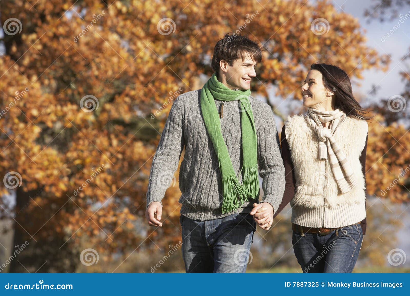 Couple in autumn stock image. Image of caucasian, romantic - 7887325