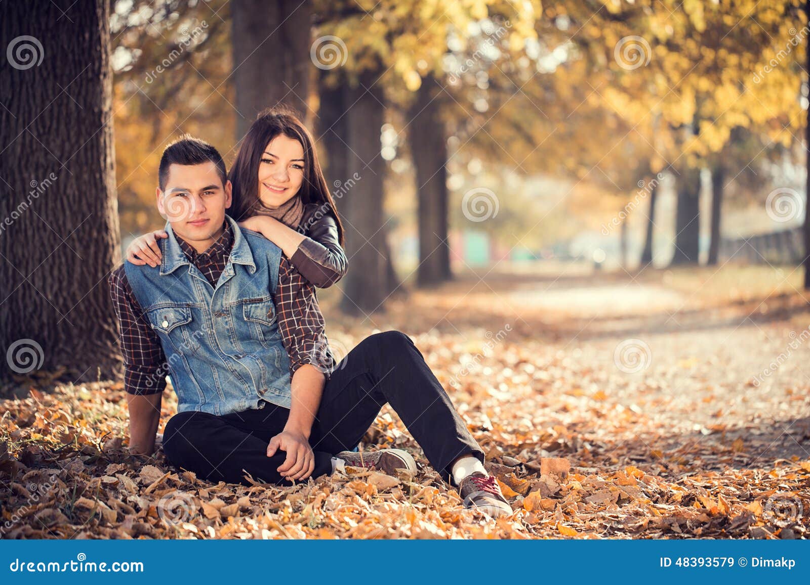 Couple autumn park stock image. Image of hands, love - 48393579