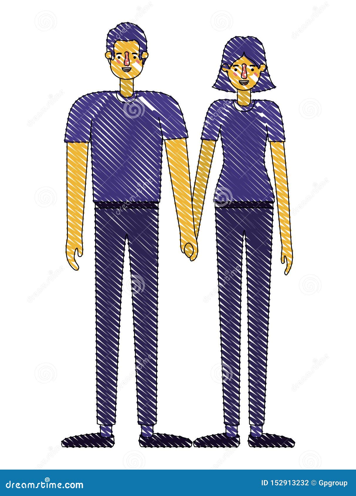 Couple Avatar Characters Icons Stock Vector - Illustration of style ...