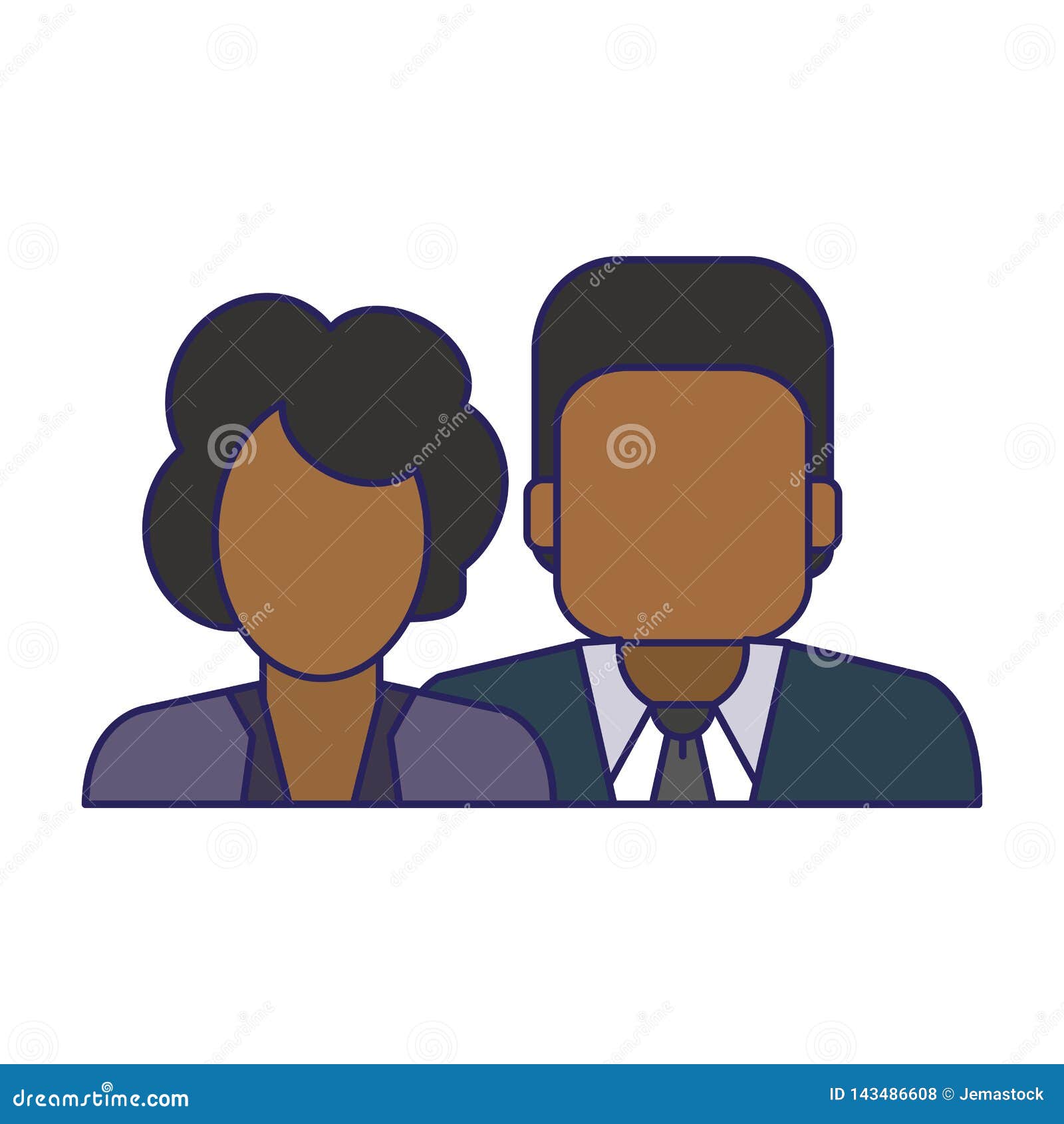 Couple avatar faceless stock vector. Illustration of afro - 143486608