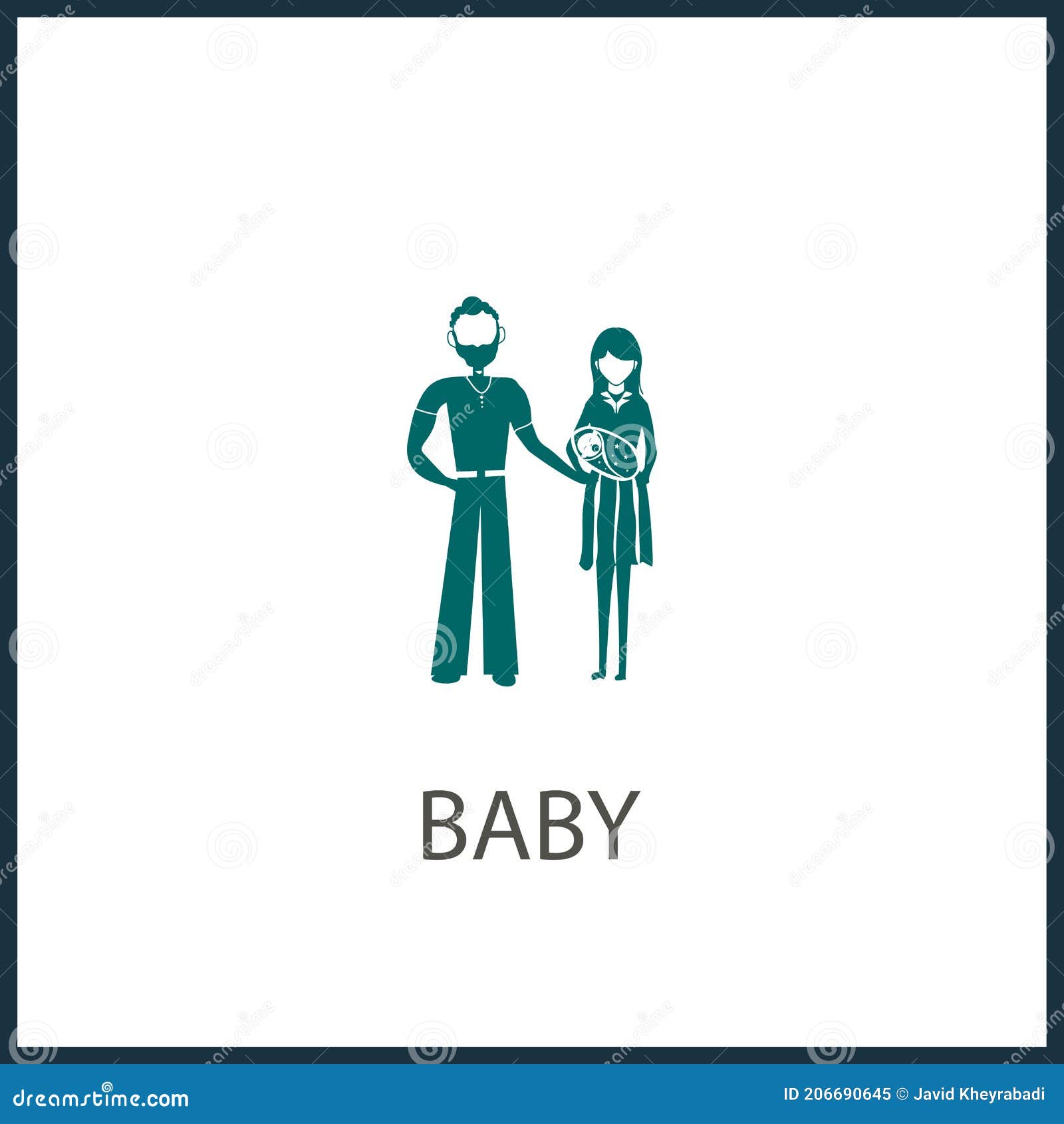 Couple with Baby Isolated Icon. Stock Vector - Illustration of baby ...