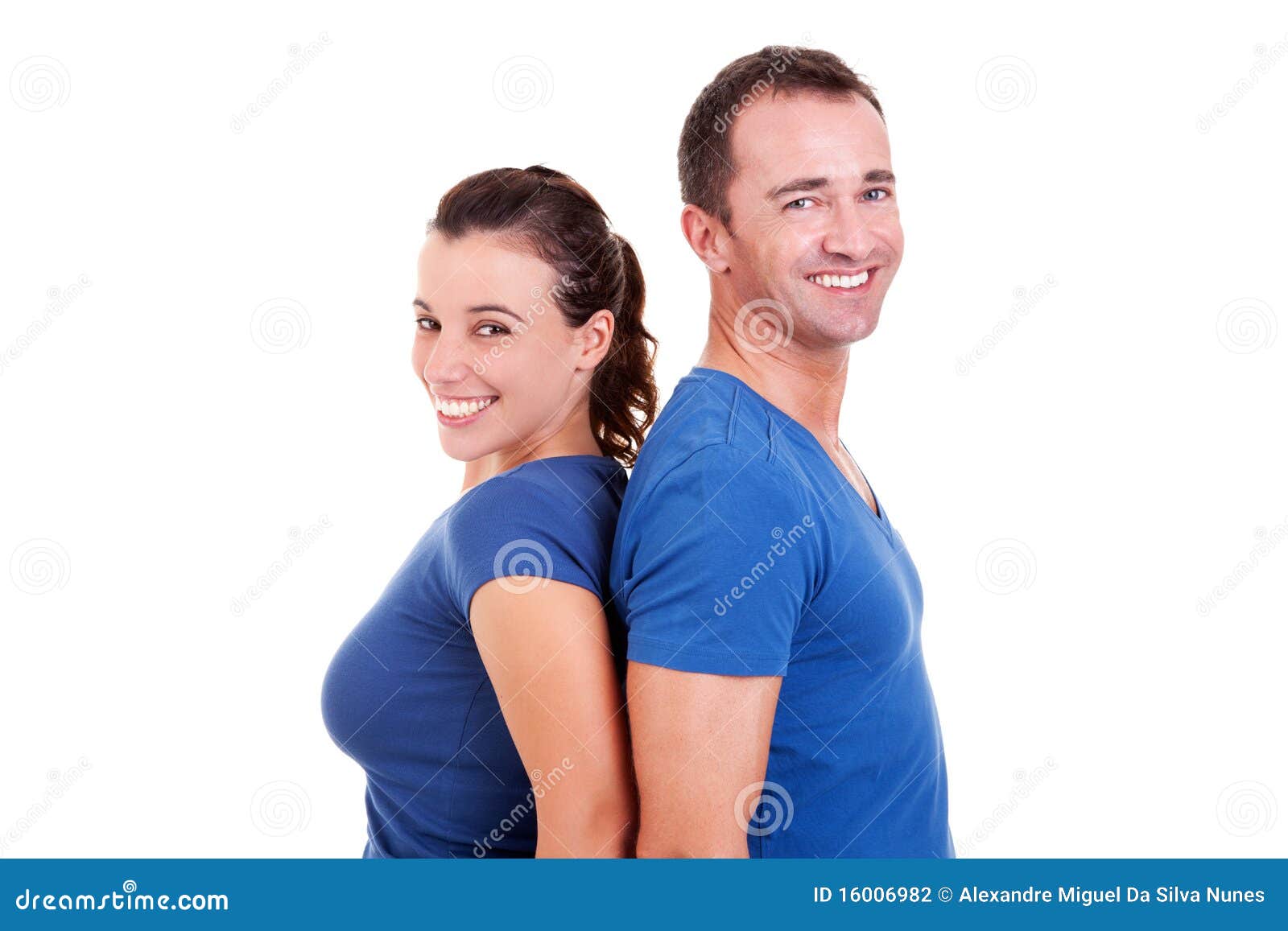 Couple Back To Back Smiling Stock Photo - Image of husband, happy: 16006982