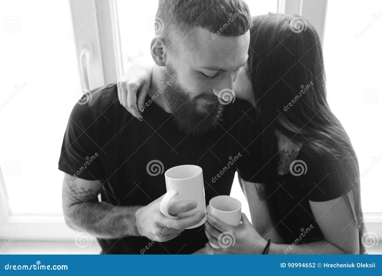 Couple on the Background of a Window Stock Photo - Image of pretty ...