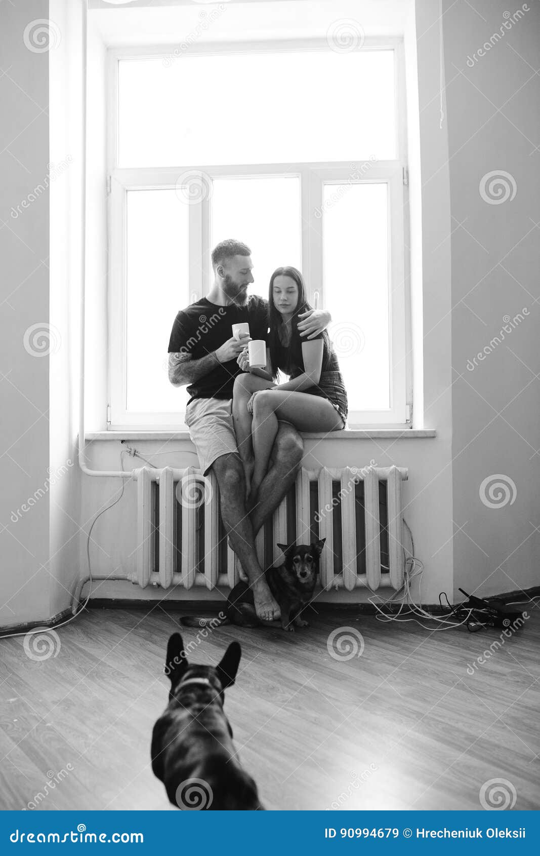 Couple on the Background of a Window Stock Image - Image of life, abode ...