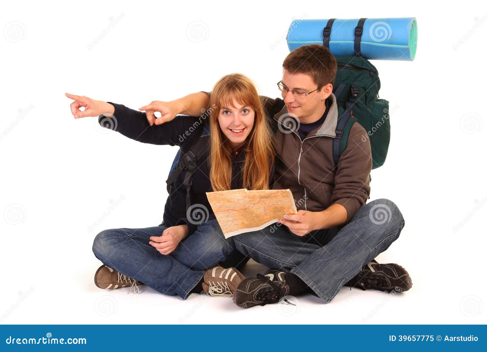 Couple on the Backpacking Vacations. Stock Image - Image of ...
