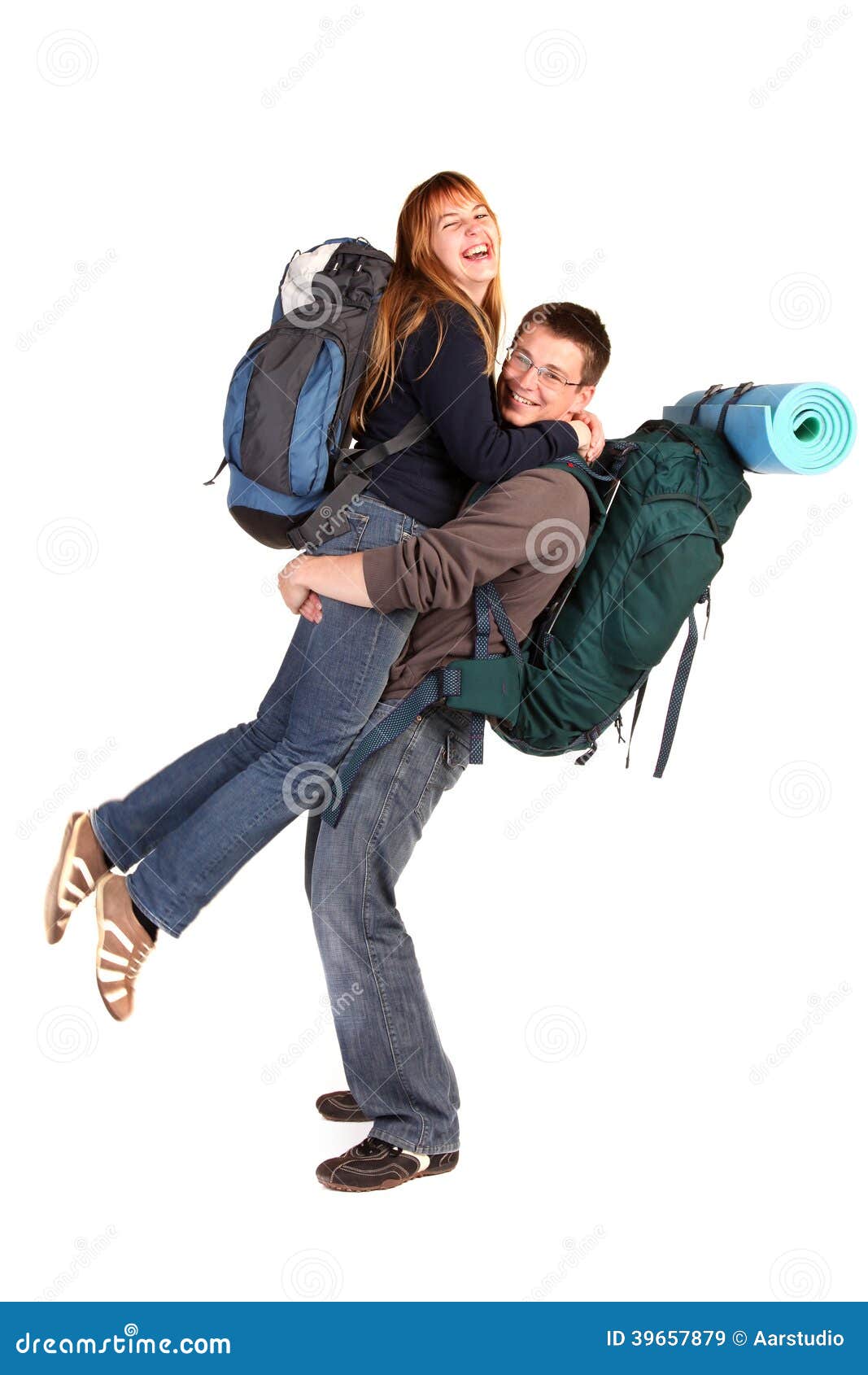 Couple on the Backpacking Vacations. Stock Image - Image of hand ...