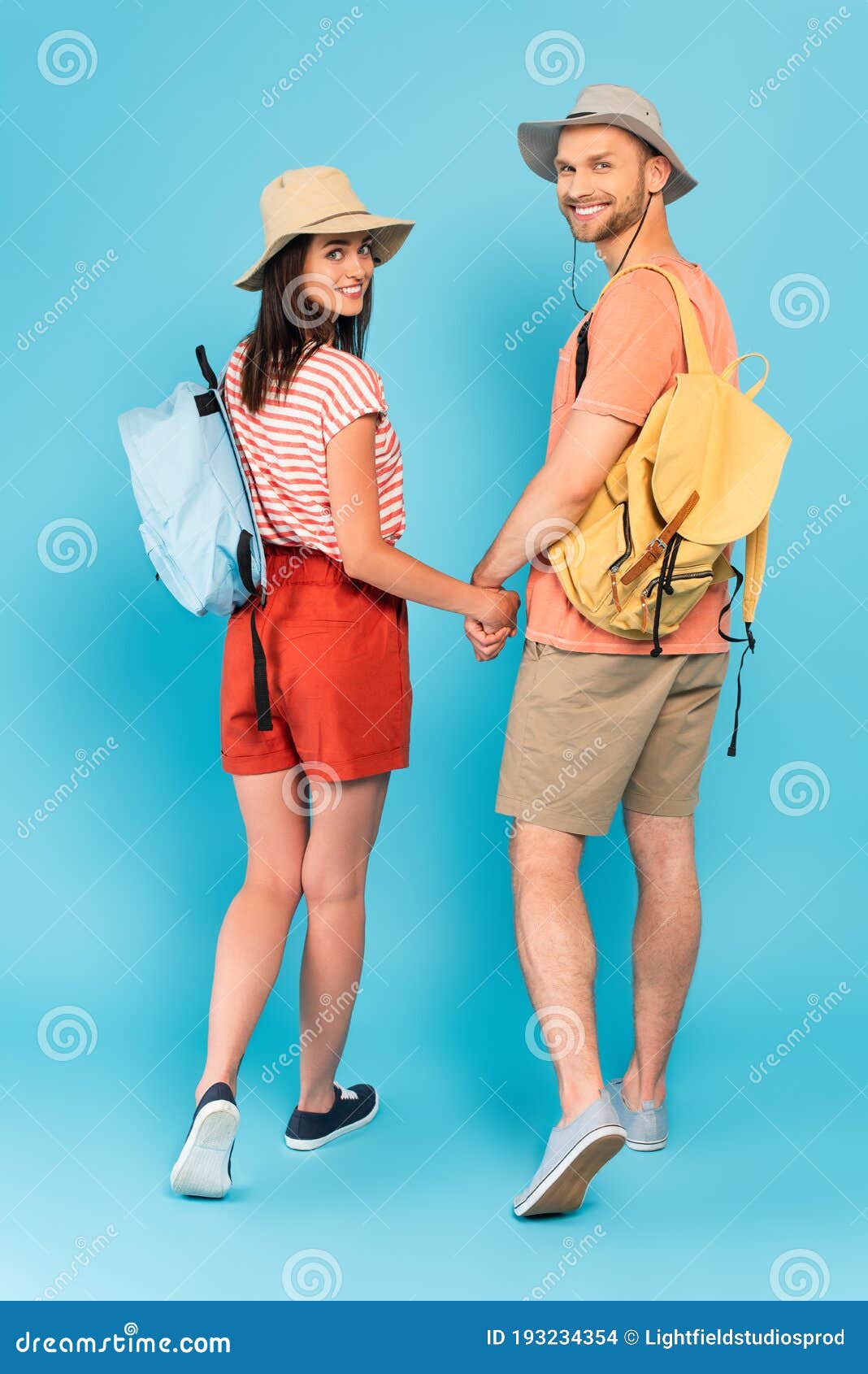 Couple with Backpacks Holding Hands and Stock Photo - Image of european ...