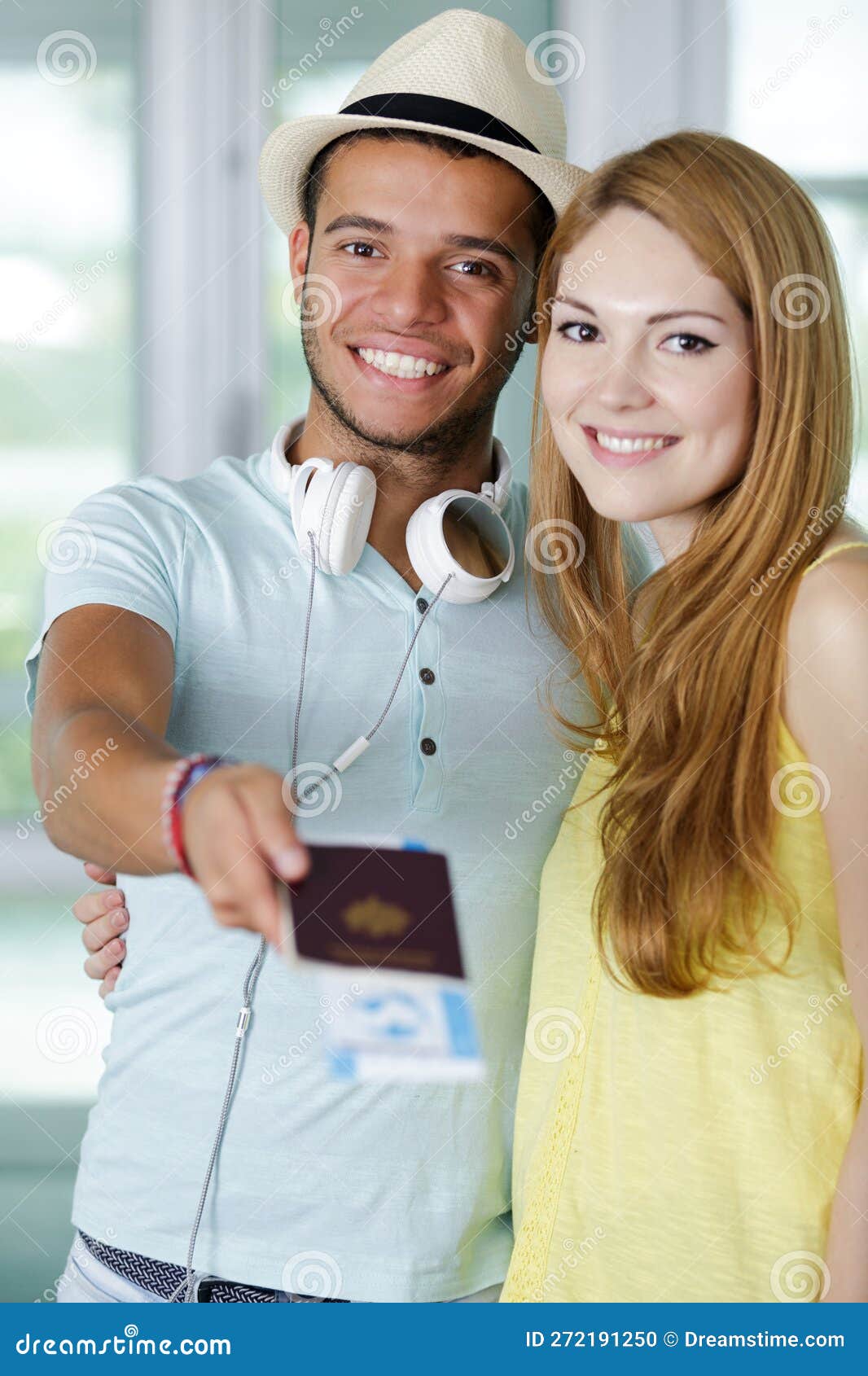Couple with Baggage Handing in Passport Stock Photo - Image of elegant ...
