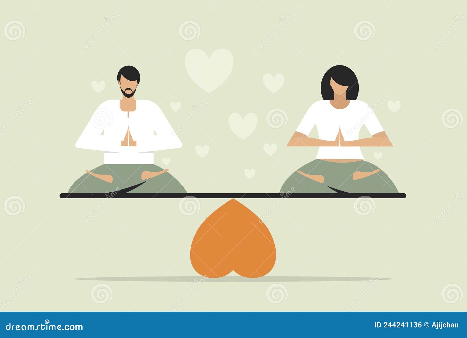 A Meditating Man and Woman Sitting on a Wooden Plank Balancing Over a ...