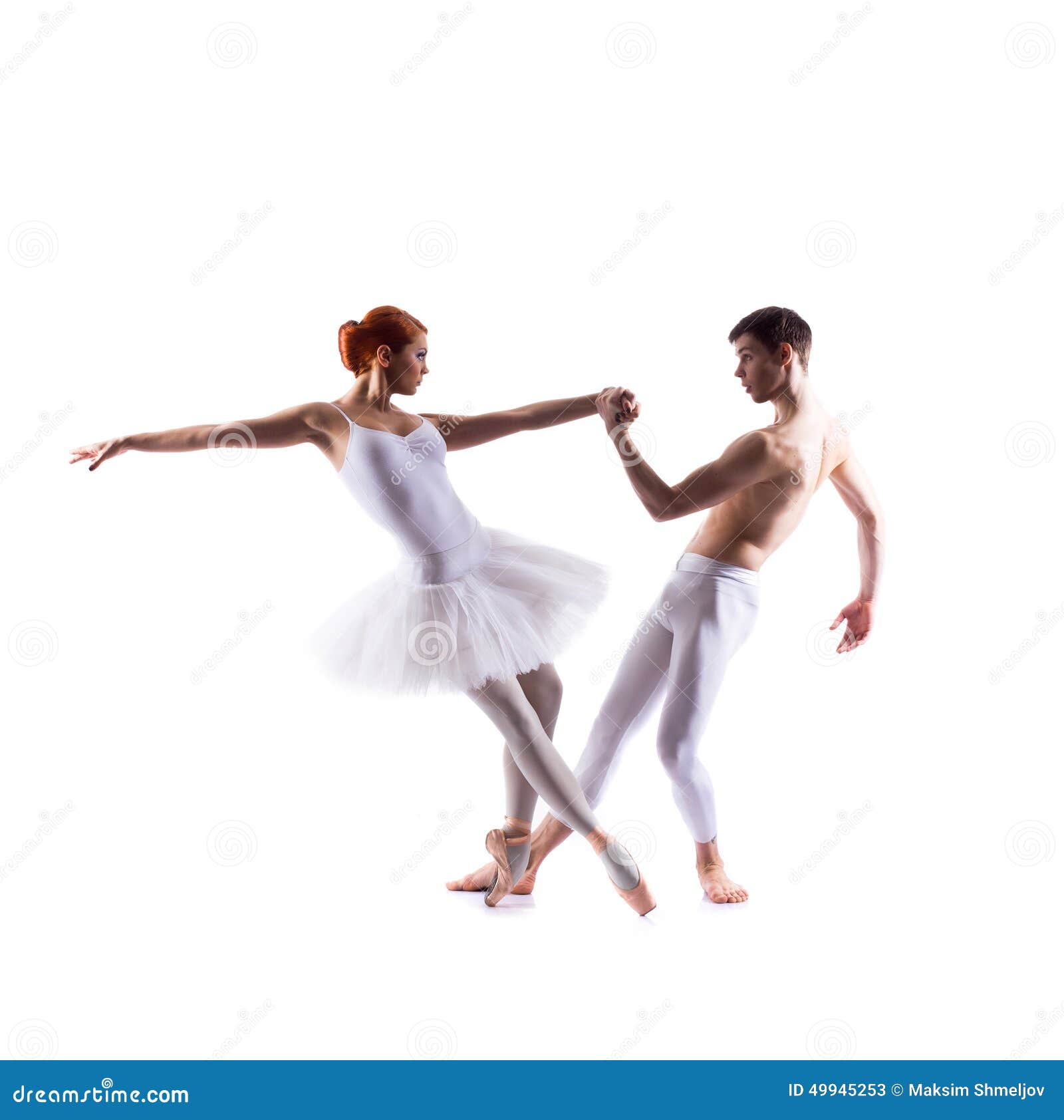 Couple of Ballet Dancers Isolated on White Stock Image - Image of male ...
