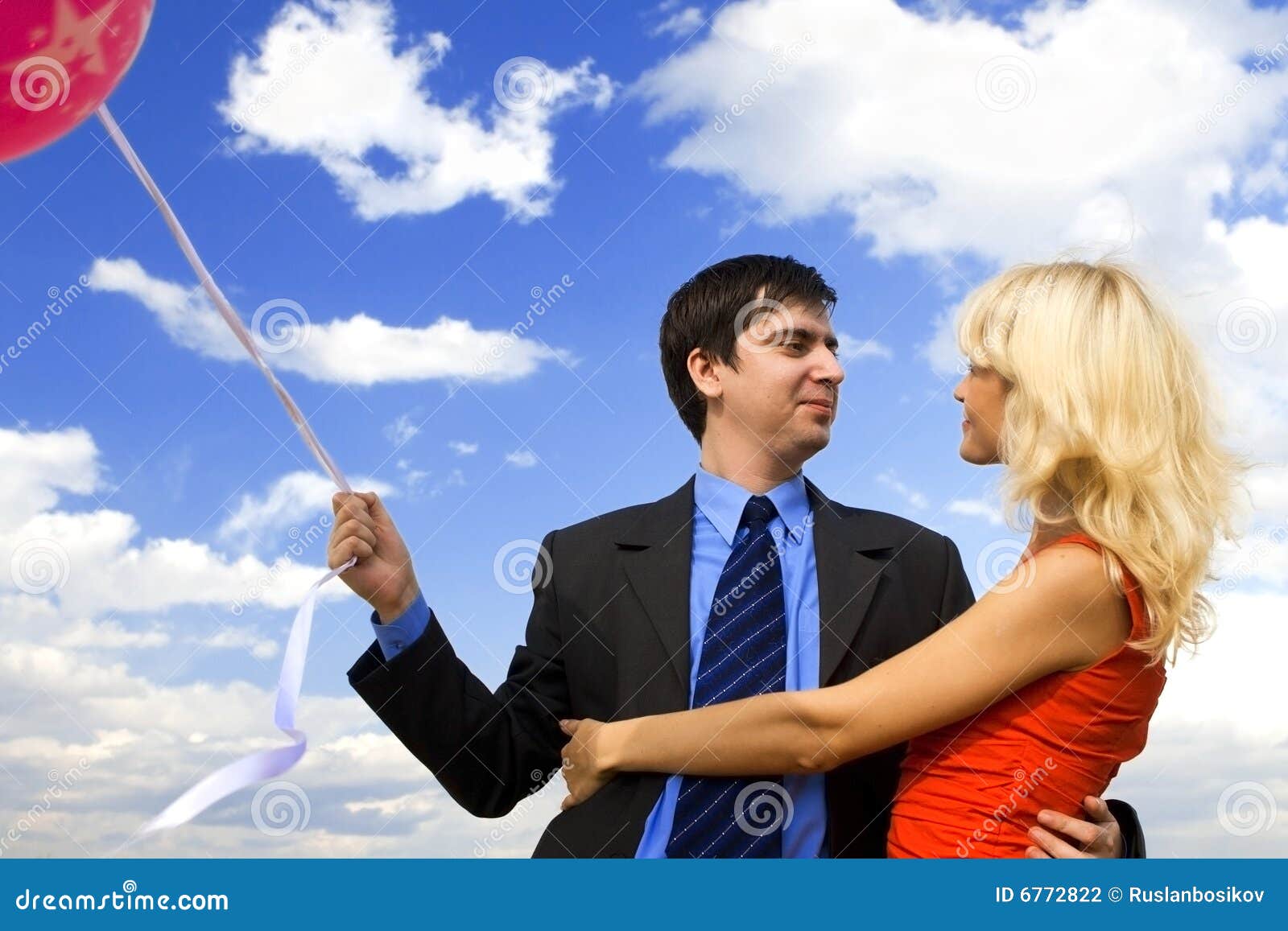 Couple with balloons stock photo. Image of blue, beautiful - 6772822