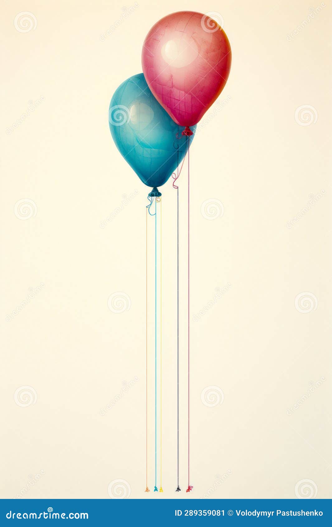 Couple of Balloons Floating in the Air with String Attached. Generative ...