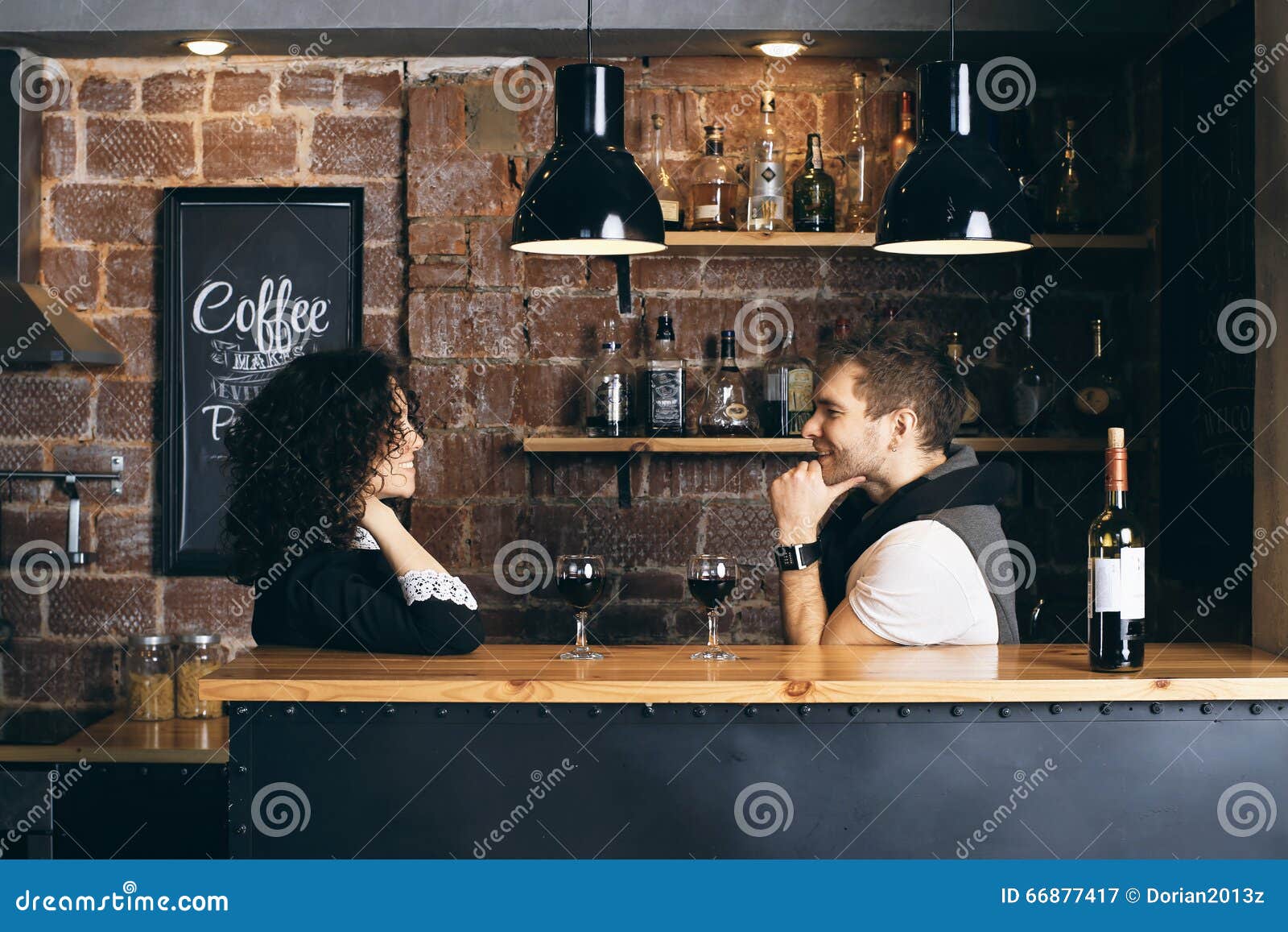 Couple at the bar stock image. Image of people, restaurant - 66877417