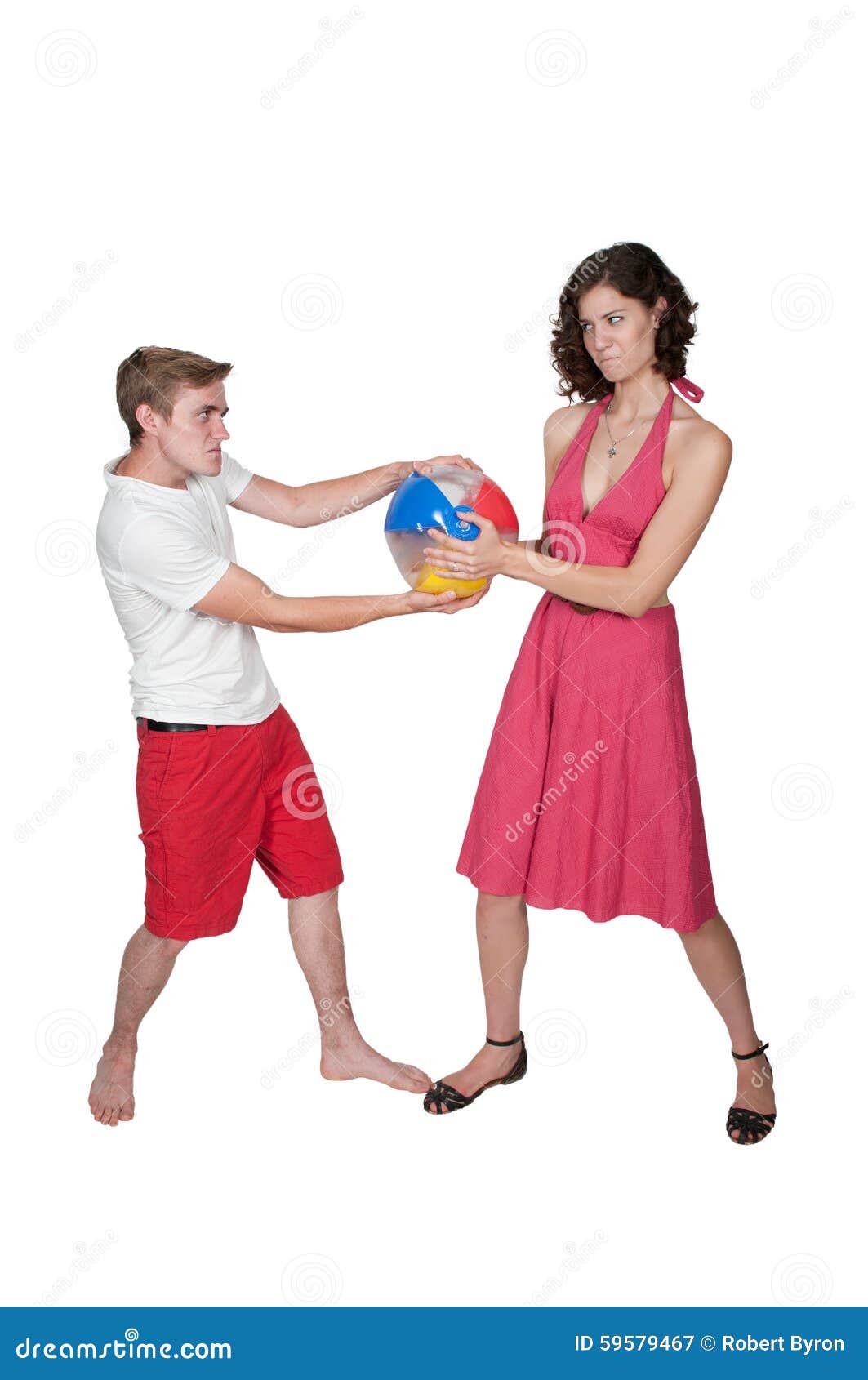 Couple with Beach Ball stock image. Image of play, boyfriend - 59579467