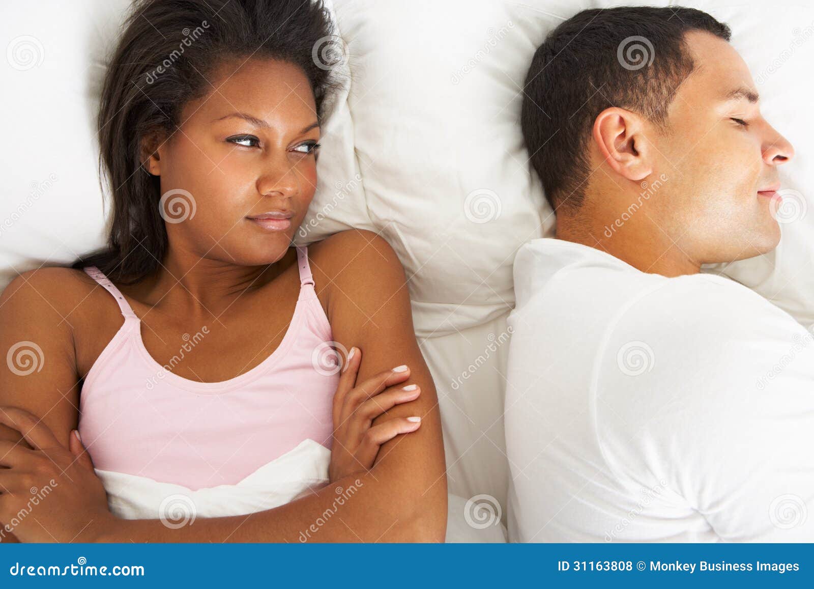Couple in Bed with Relationship Difficulties Stock Photo - Image of ...