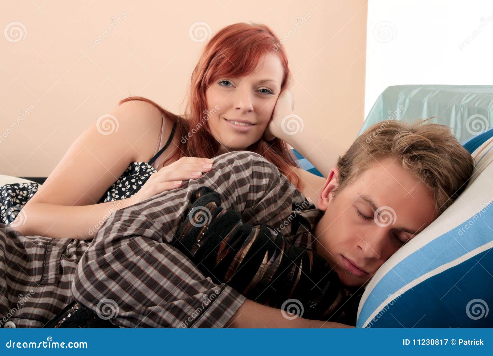 Couple, bedroom grooming stock image. Image of embracing - 11230817