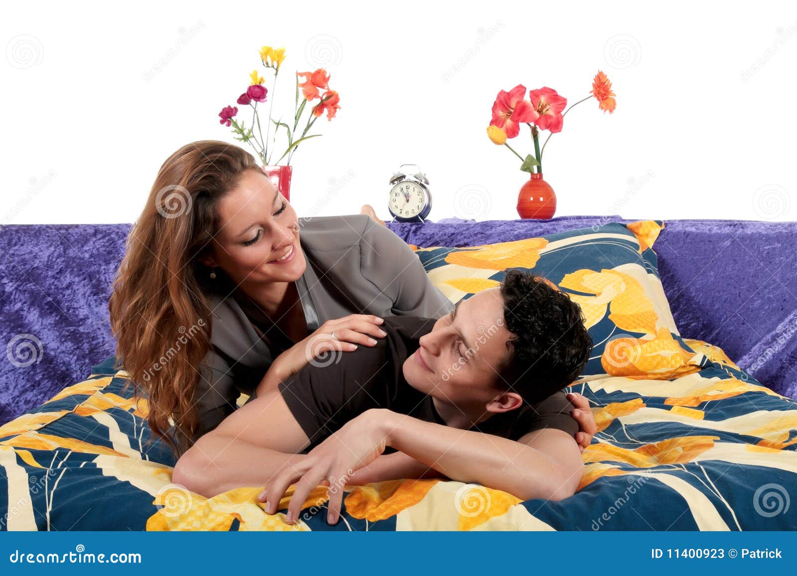 Couple, bedroom grooming stock image. Image of male, embracing - 11400923