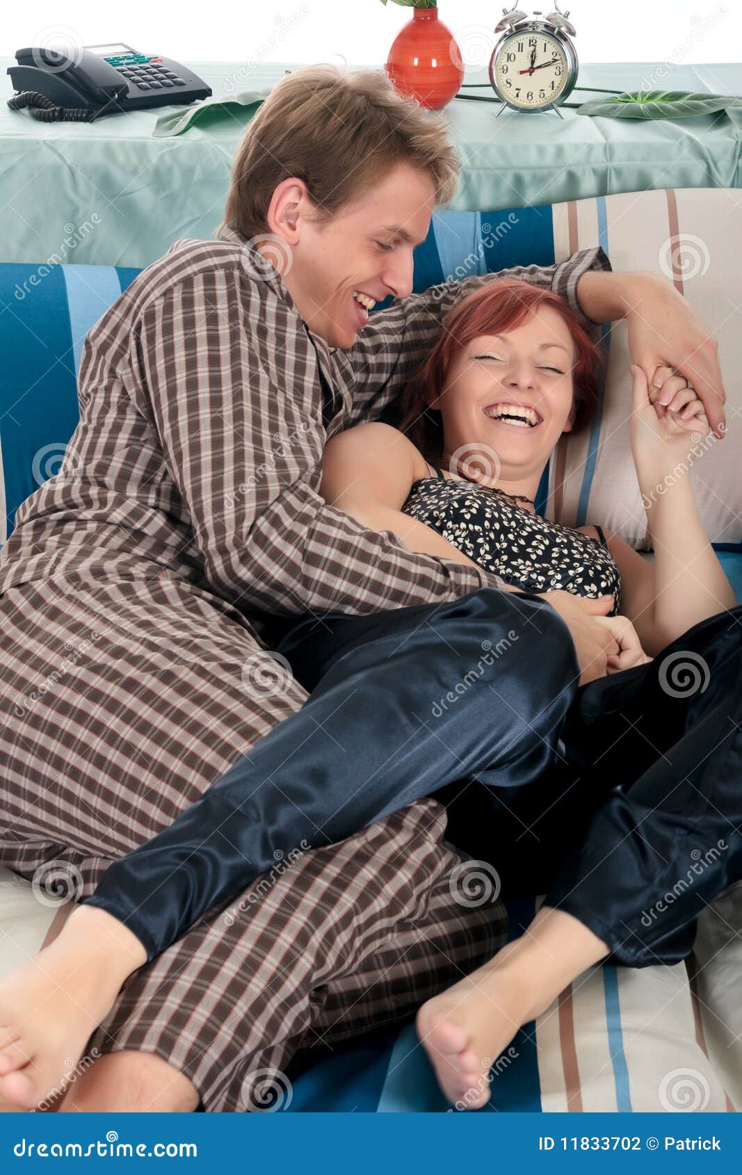 Couple, bedroom grooming stock photo. Image of female - 11833702