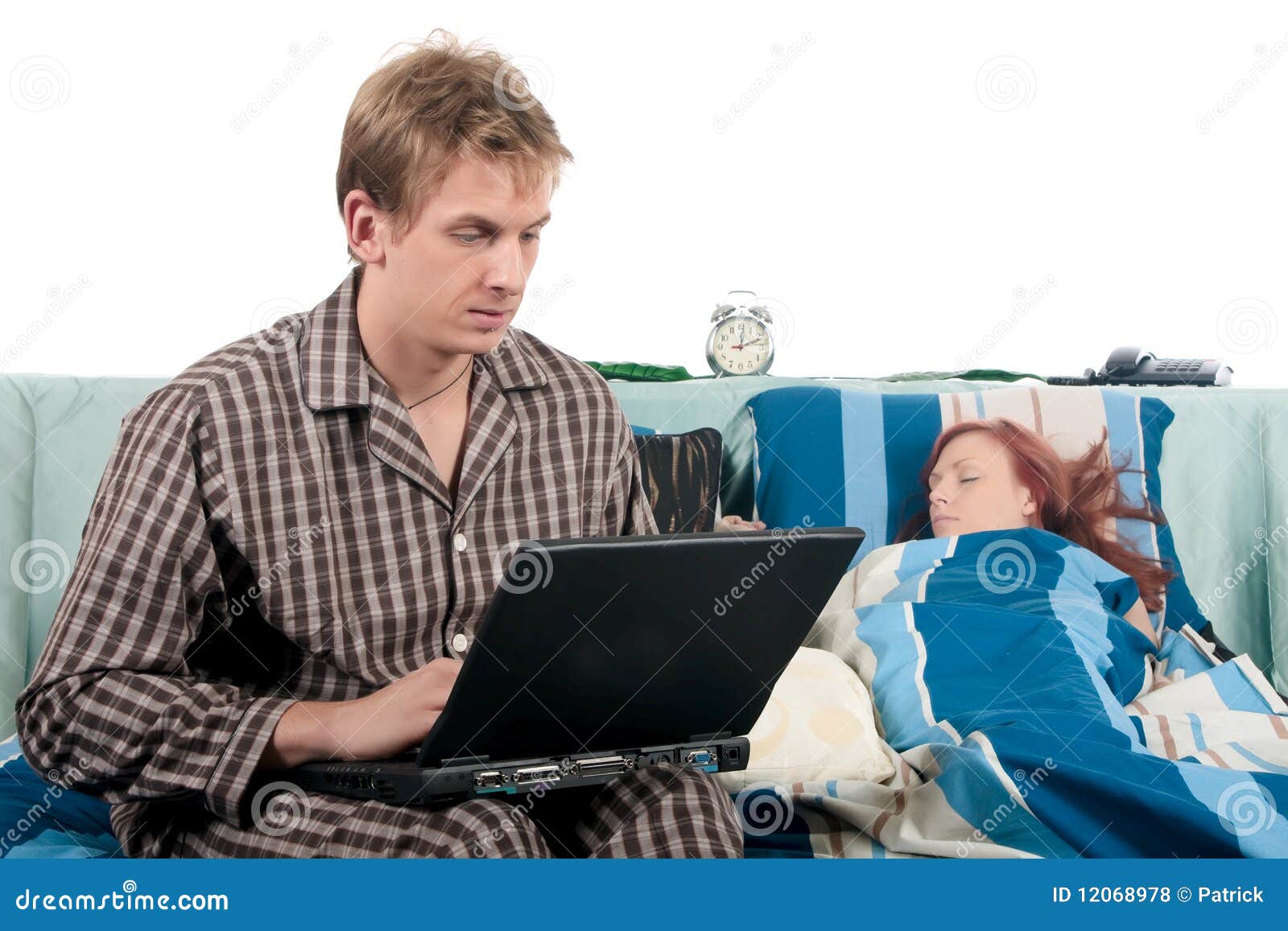 Couple, bedroom grooming. stock photo. Image of studio - 12068978