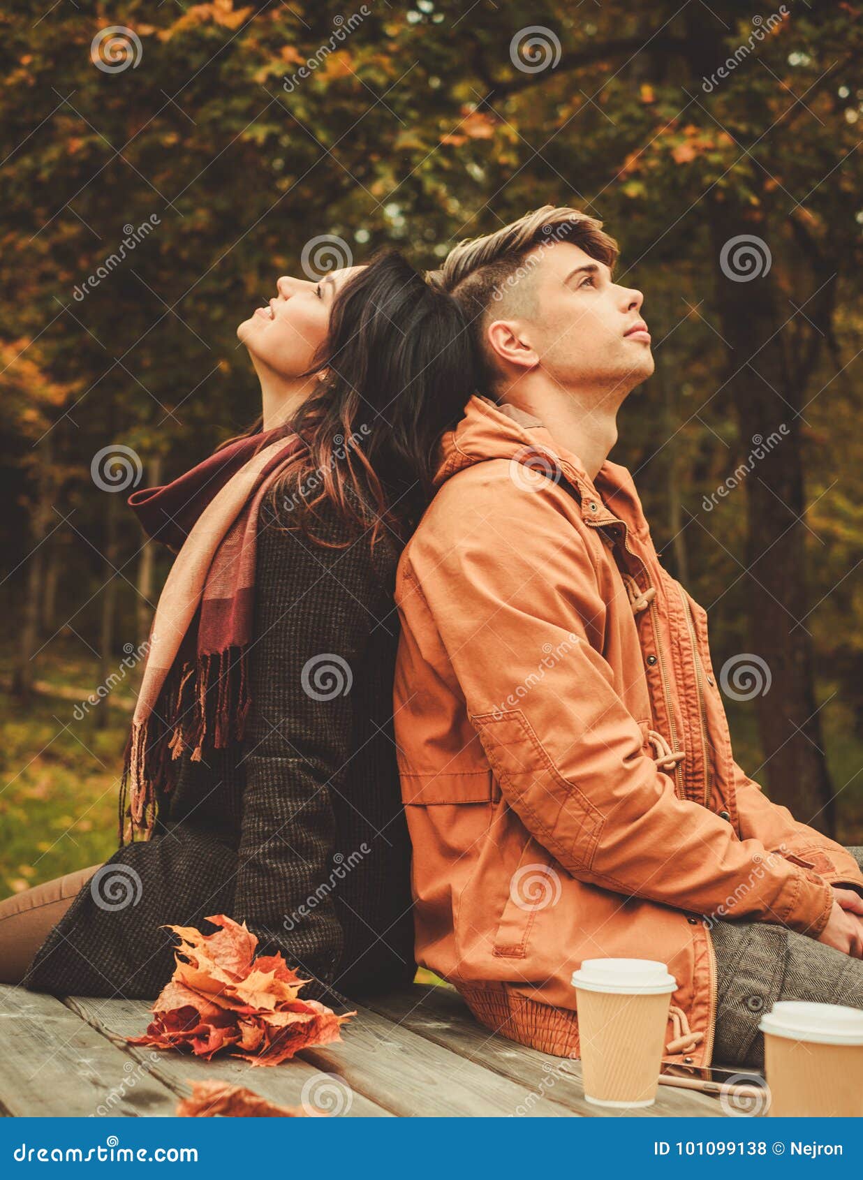 Couple Behind Wooden Table in Autumn Park Stock Photo - Image of ... Couple Behind Wooden Table in Autumn Park Stock Photo - Image of ...