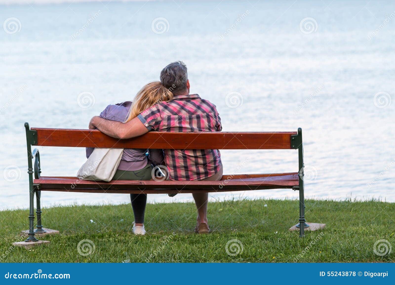 Couple on a bench stock photo. Image of autumn, lake - 55243878