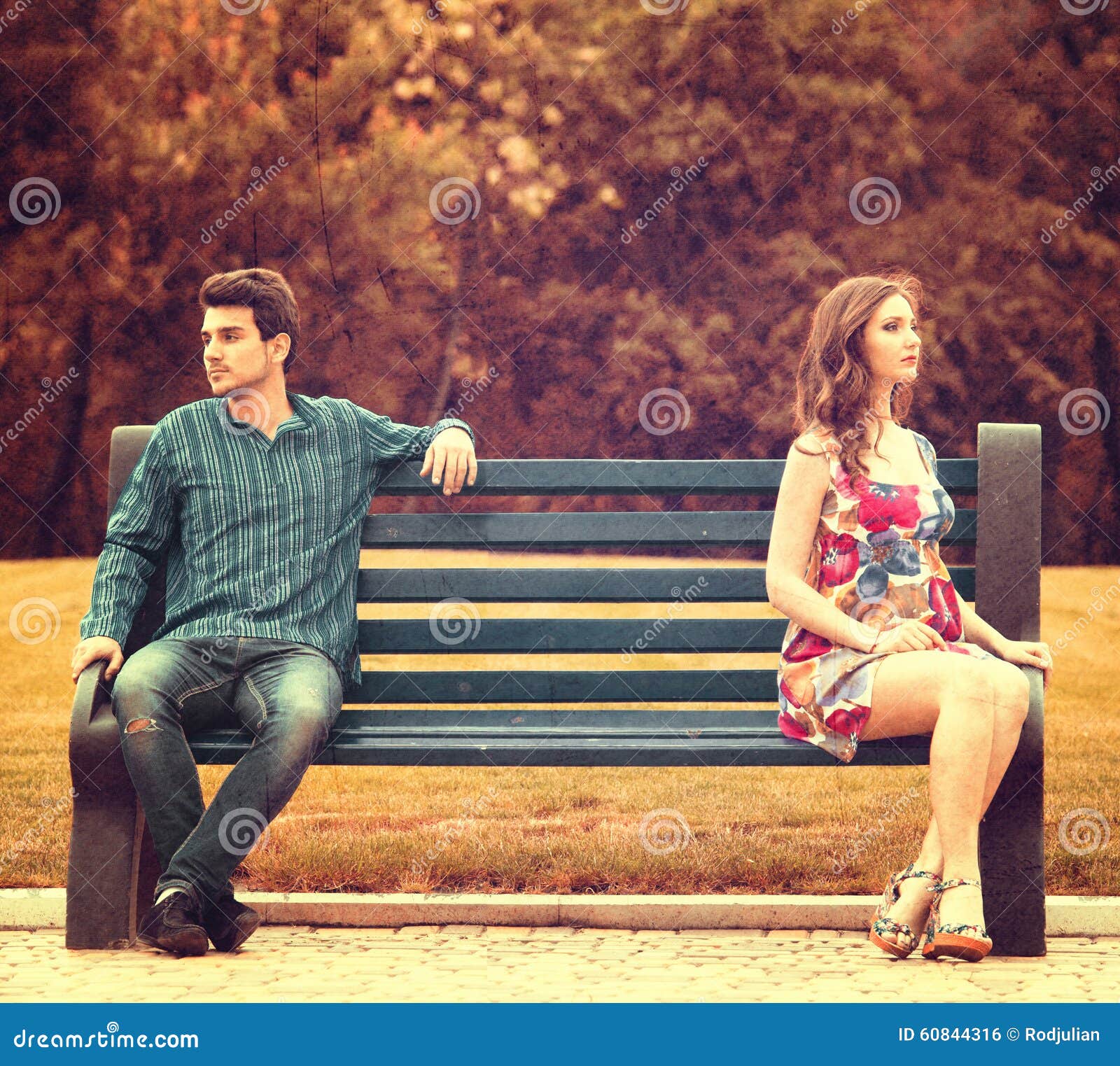 Couple on the bench stock photo. Image of date, garden - 60844316