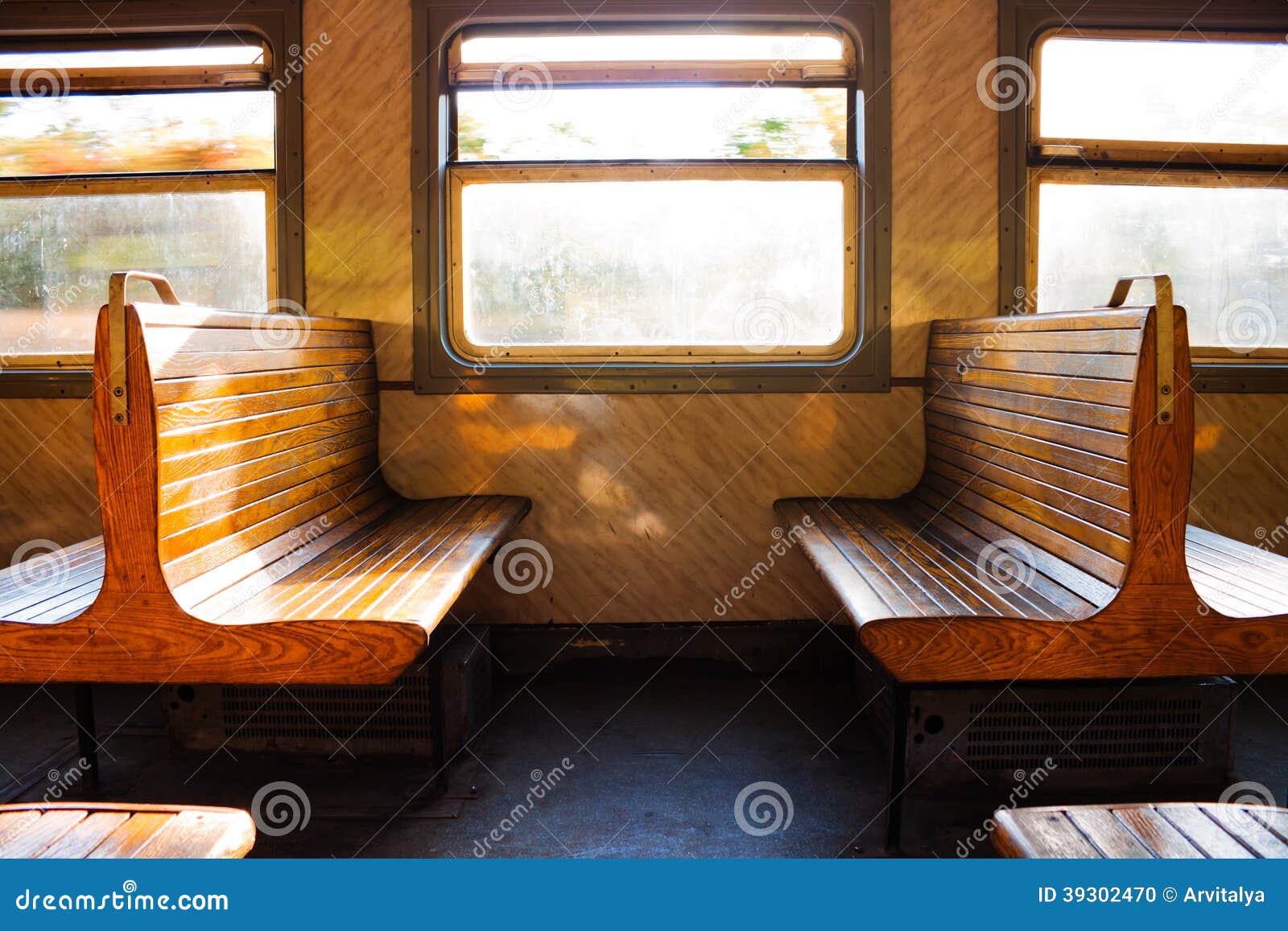 Couple of benches in train stock photo. Image of heat - 39302470