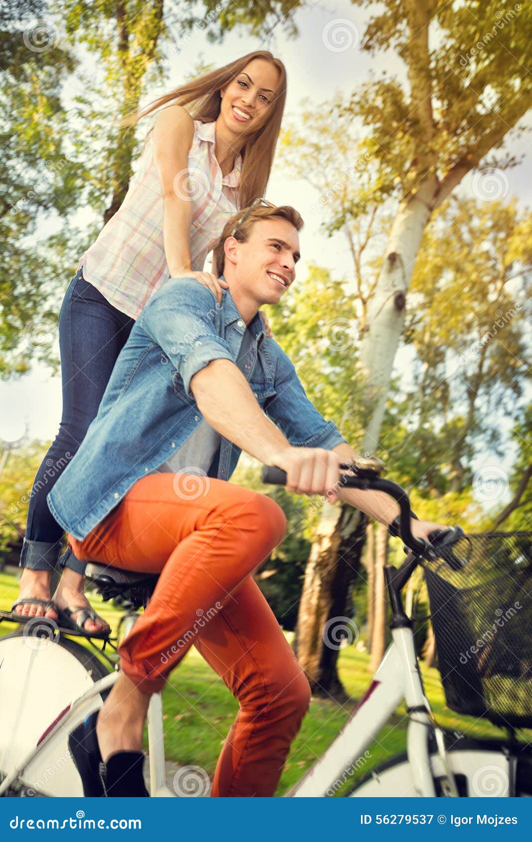 Couple on bicycle stock image. Image of playful, cycle - 56279537
