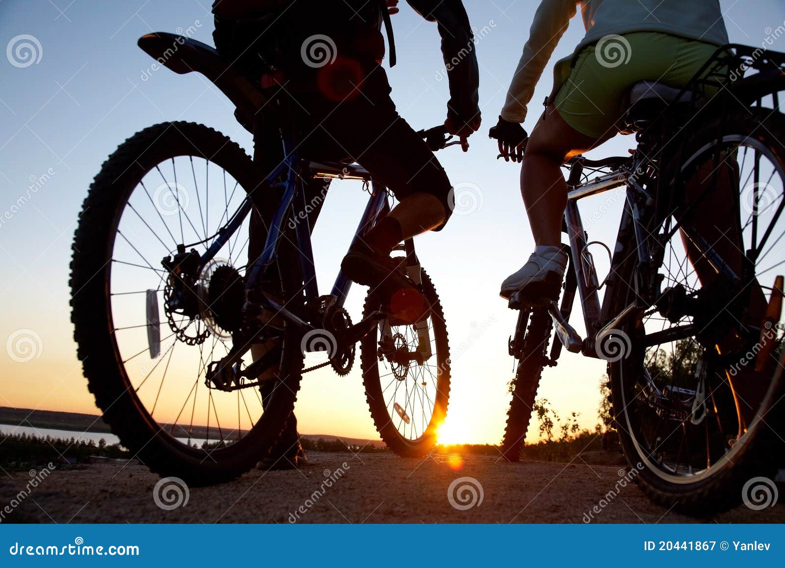 Couple of Bicycles on Sunset Stock Image - Image of movement, decline ...