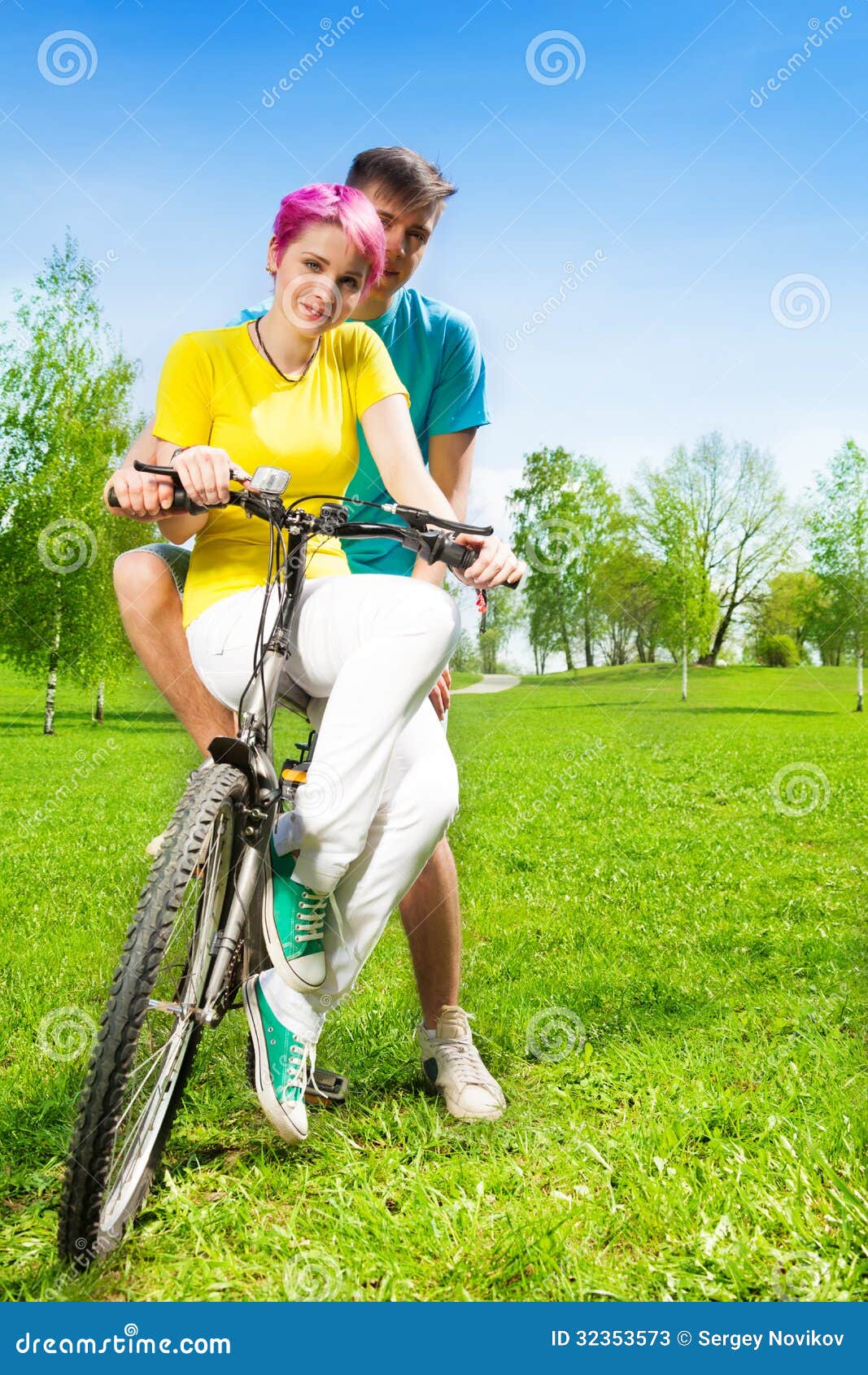 Couple on the bike stock image. Image of bike, exercise - 32353573