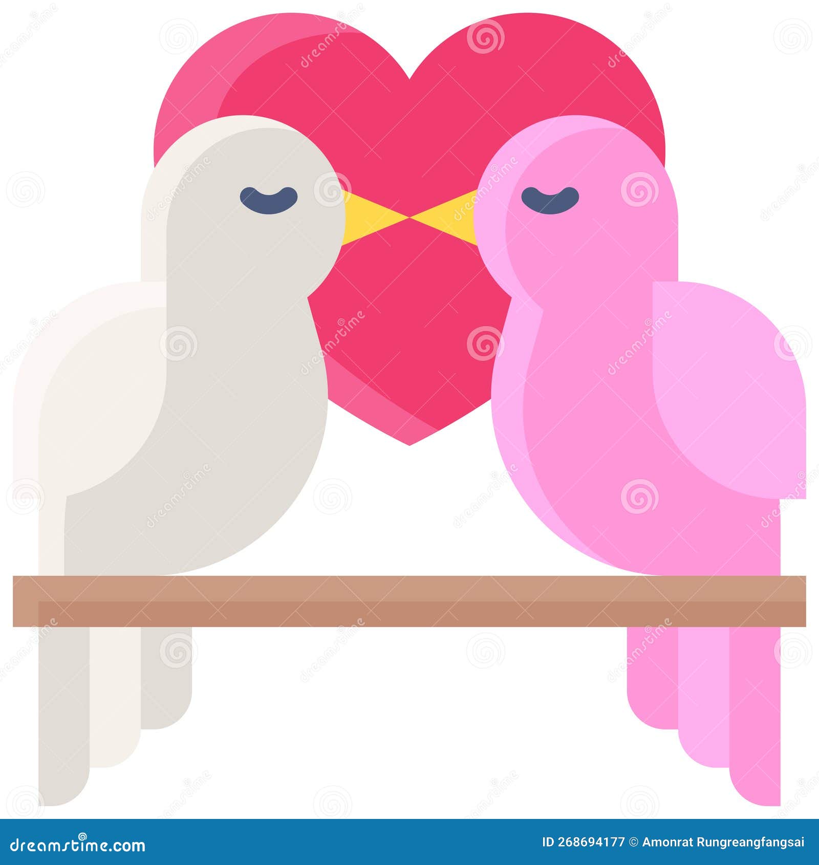 Couple Bird Icon, Love and Heart Vector Stock Vector - Illustration of ...