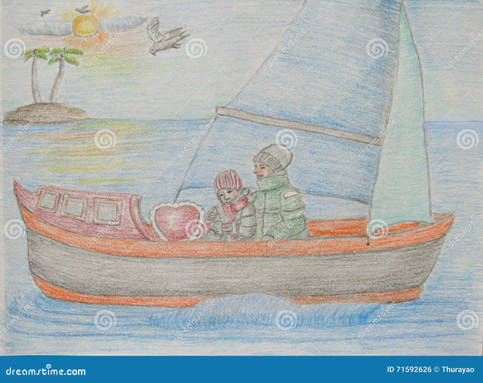Couple on the Boat stock illustration. Illustration of vacation - 71592626