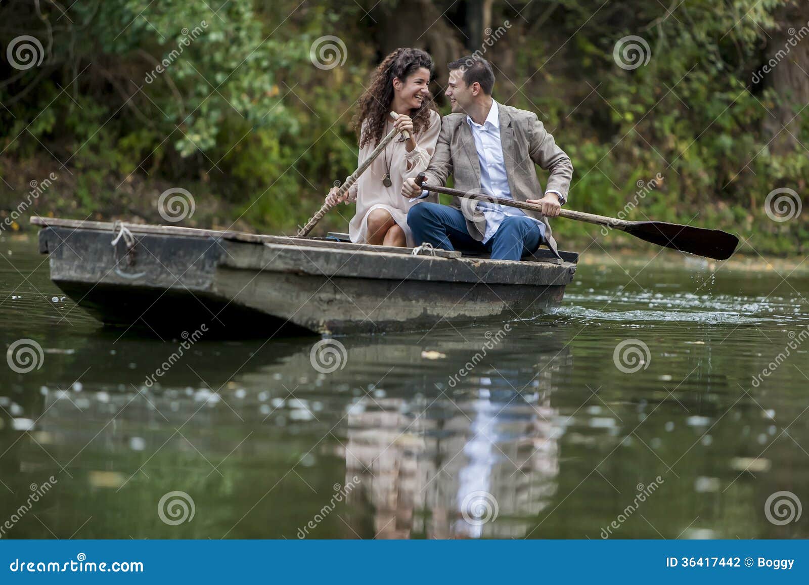 Couple in the boat stock photo. Image of female, lovers - 36417442