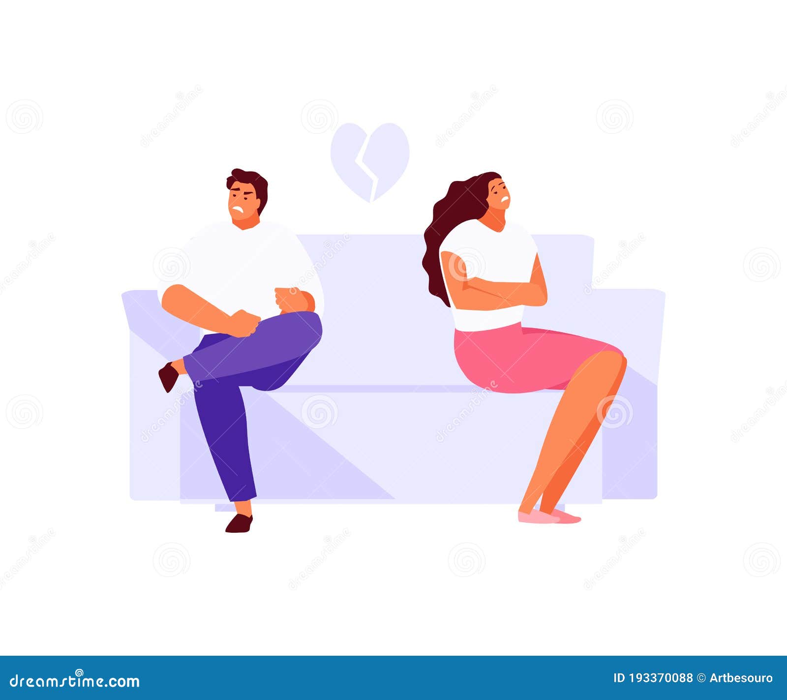 Couple Break Up Relations And Divorce Vector Stock Vector