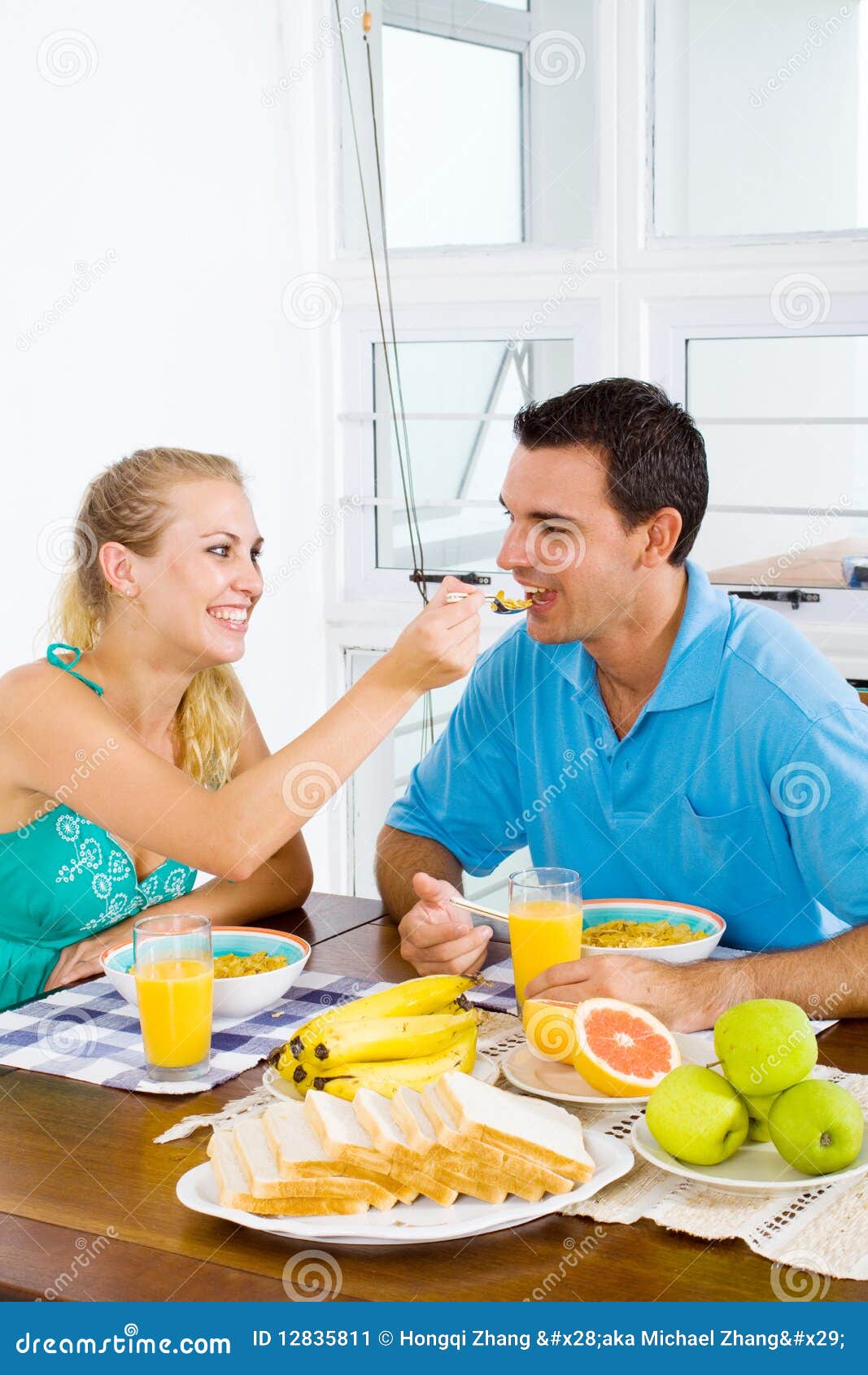 Couple breakfast stock image. Image of healthy, beautiful - 12835811