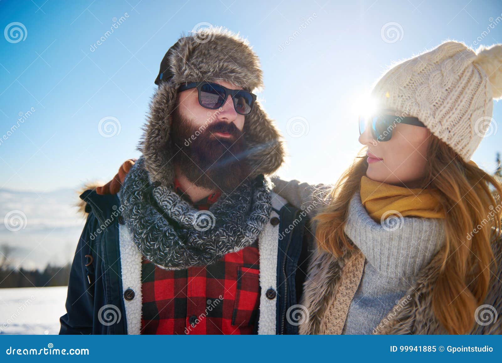 Cute couple during winter stock image. Image of human - 99941885