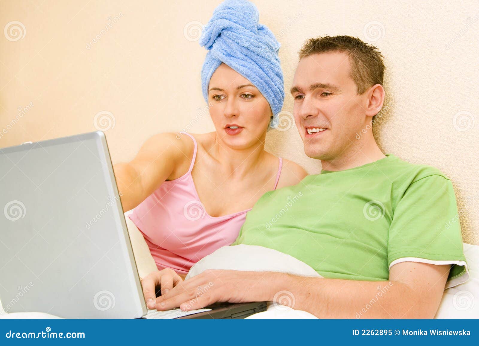 Couple Browsing Internet stock image. Image of love, bath - 2262895