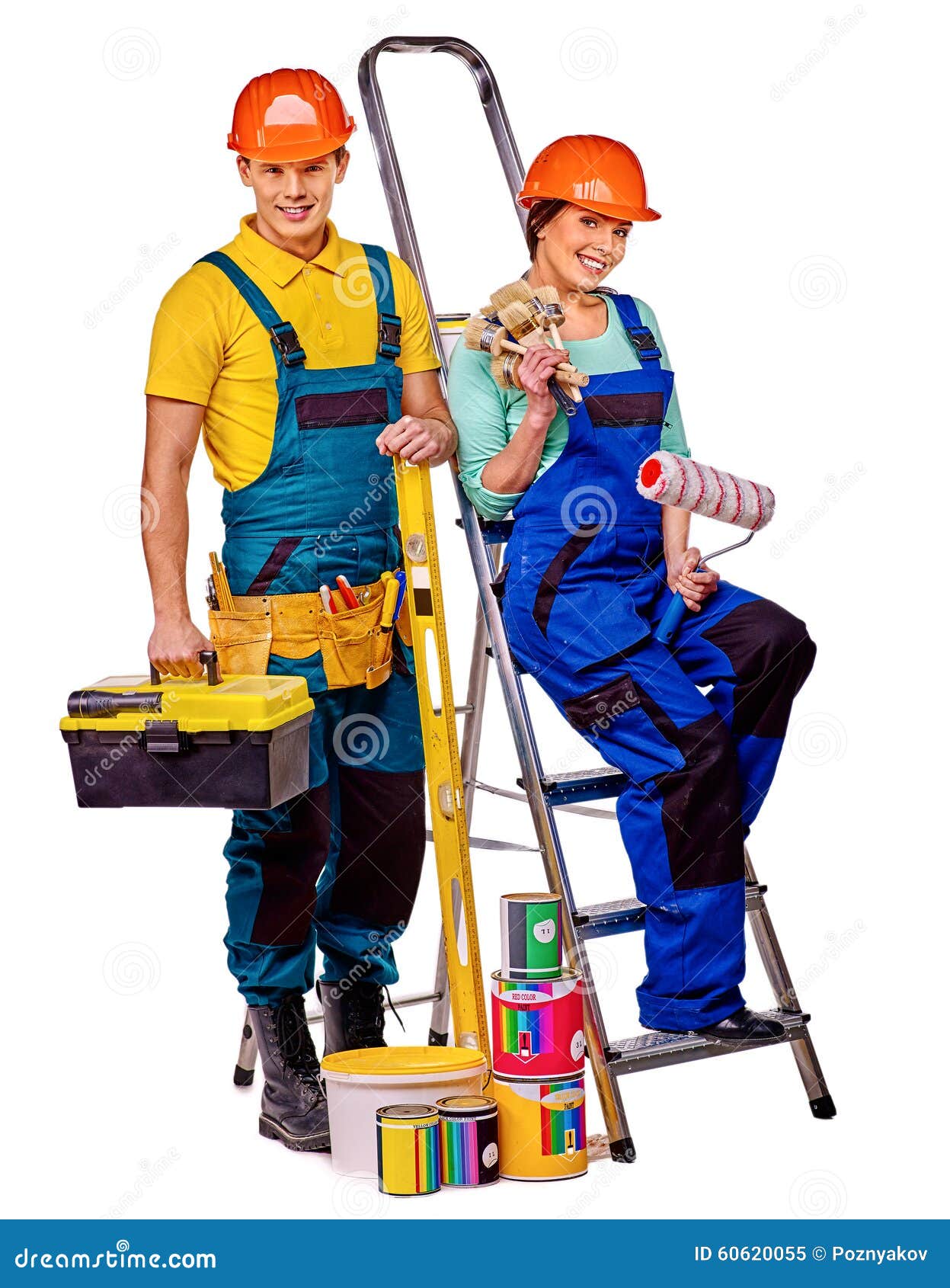 Couple Builder with Construction Tools Stock Image - Image of ...