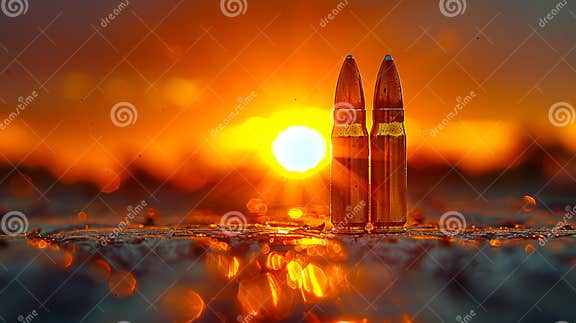 A Couple of Bullets Sitting on Top of a Table Stock Image - Image of ...
