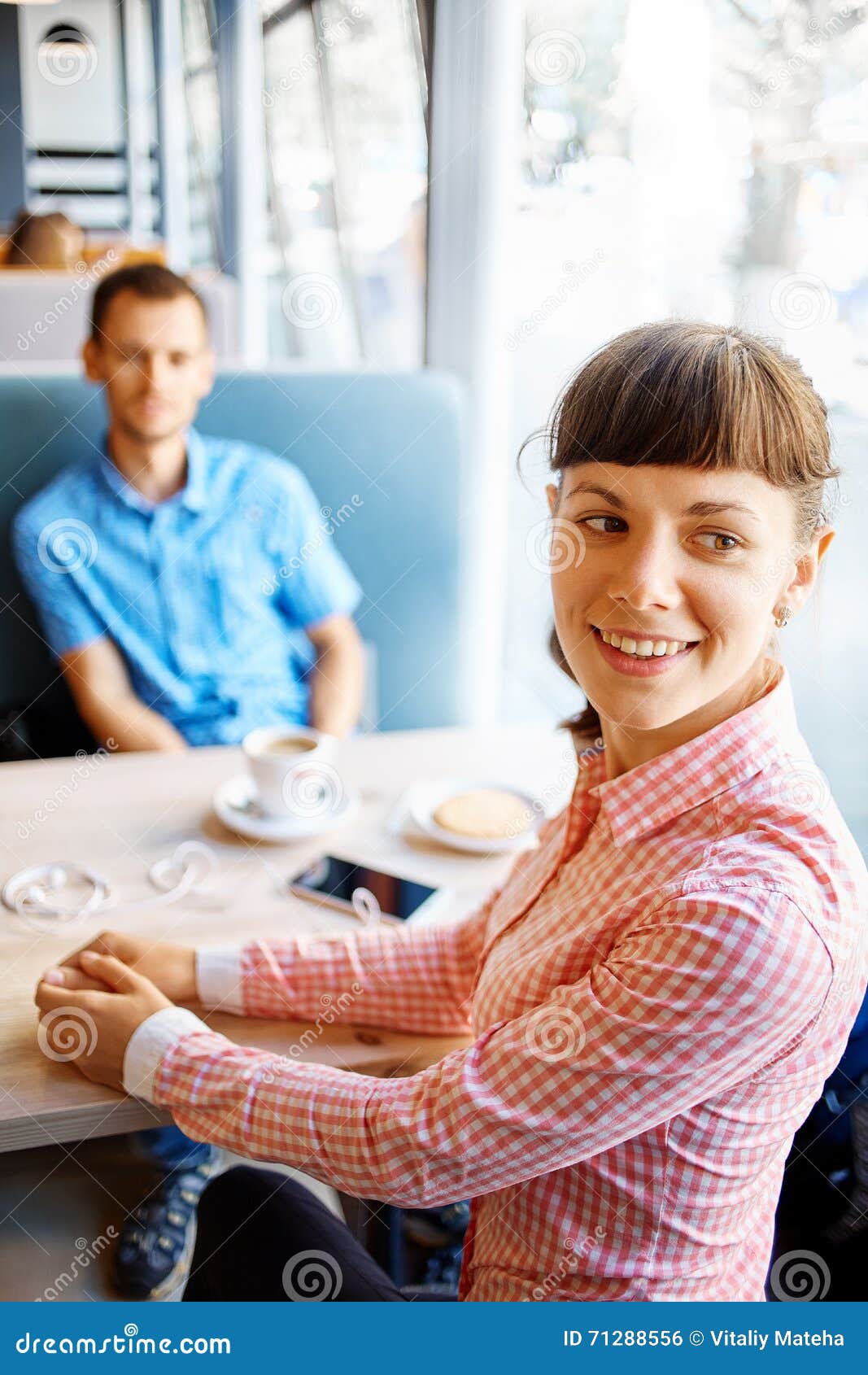 Couple in cafe stock photo. Image of enjoyment, caucasian - 71288556